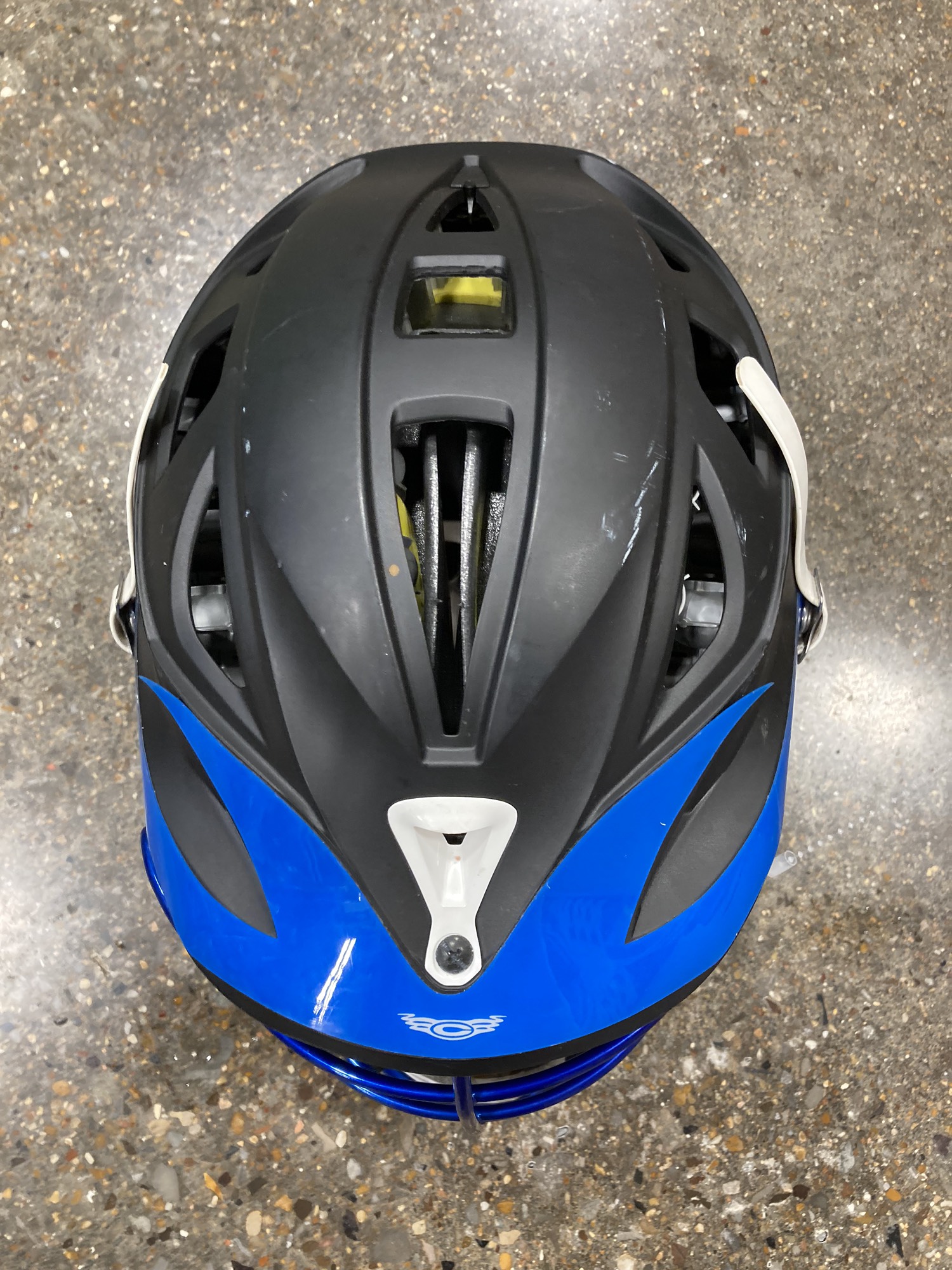 Used Black Cascade R Helmet W/ Chrome Blue Facemask & White Chin Piece ...