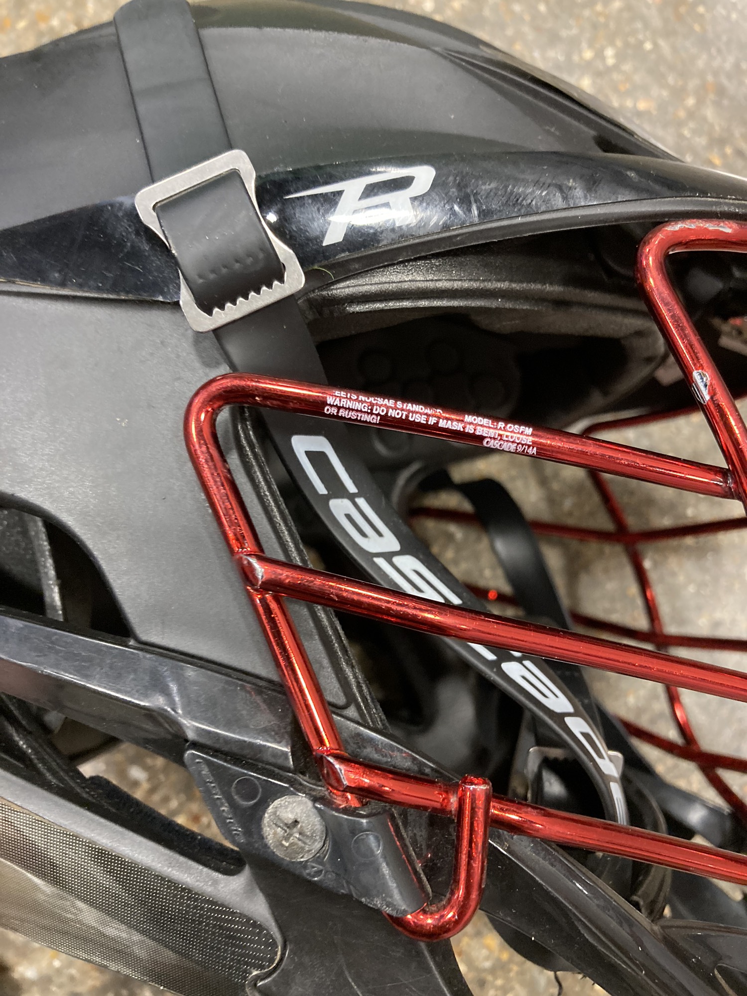 Used Black Cascade R Helmet W/ Chrome Red Facemask | SidelineSwap