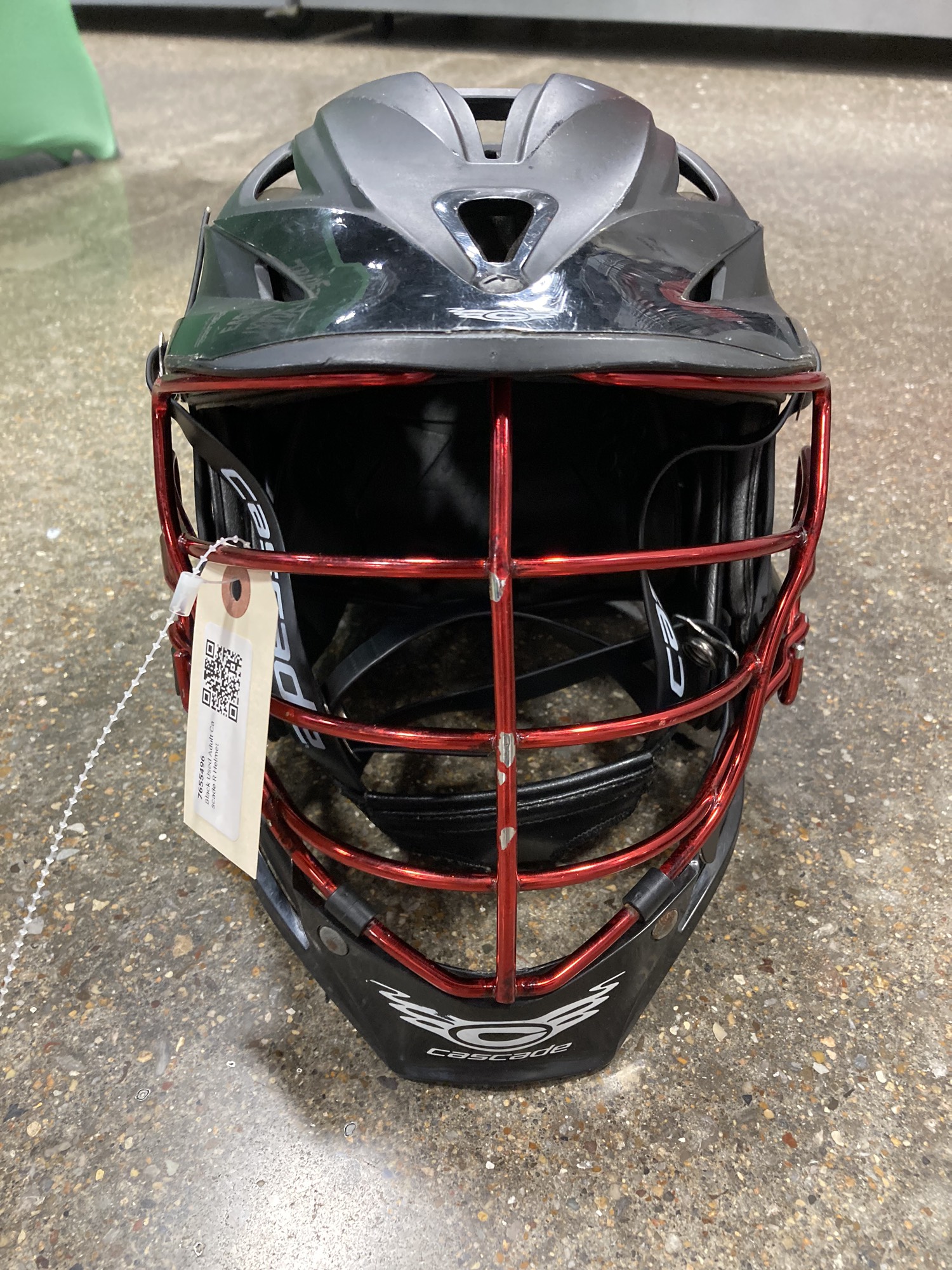 Used Black Cascade R Helmet W/ Chrome Red Facemask | SidelineSwap