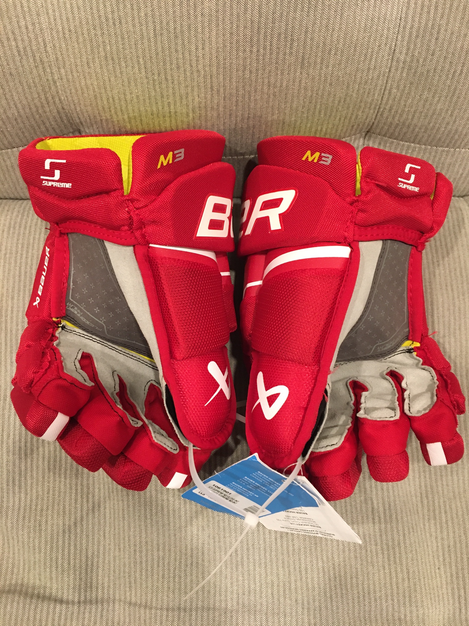 New! Bauer Supreme M3 Hockey Gloves Red Senior Size 13” | SidelineSwap