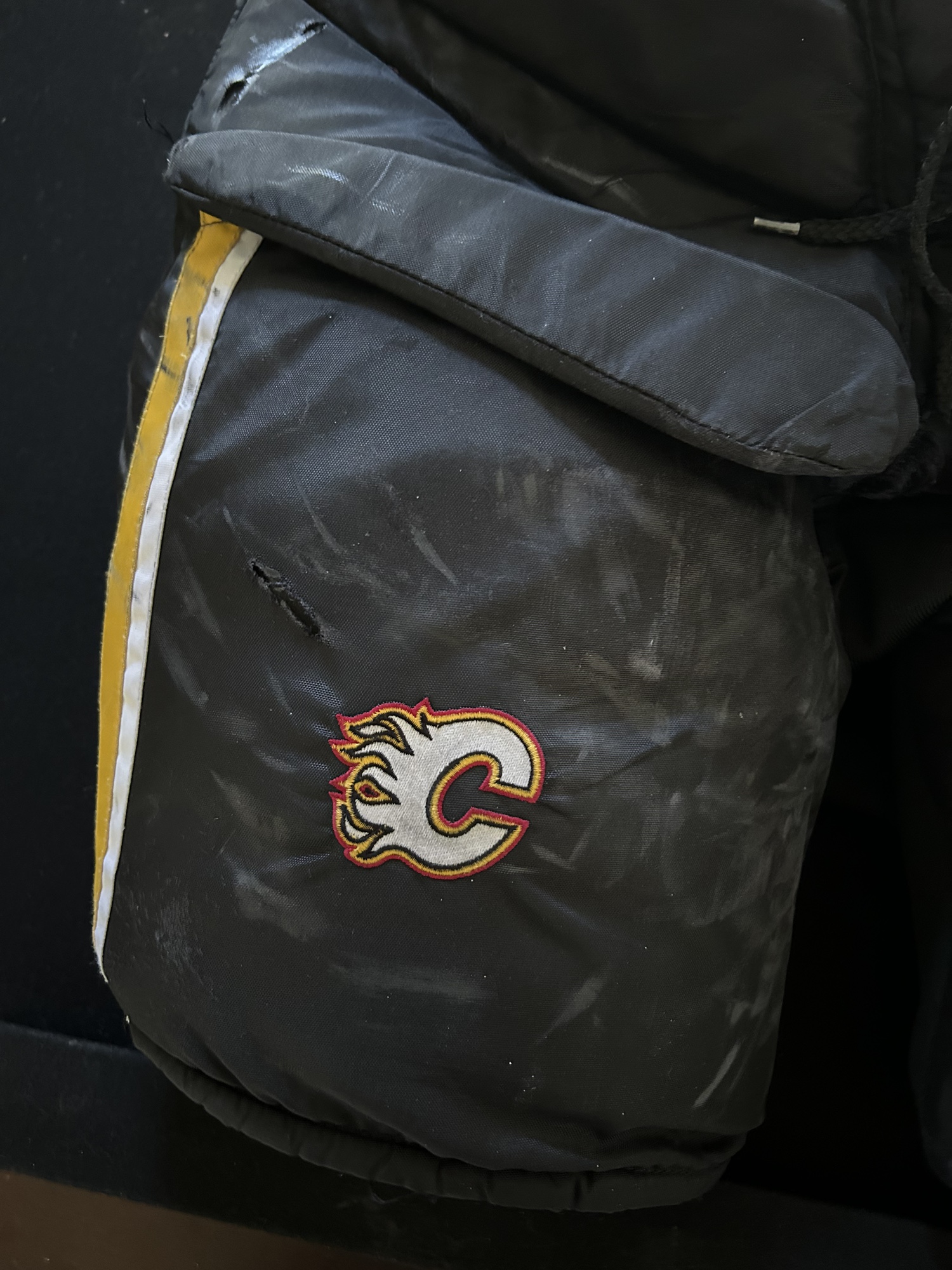 CCM HPG 14A Pro Stock Calgary Flames Hockey Goalie Pants Size Small ...
