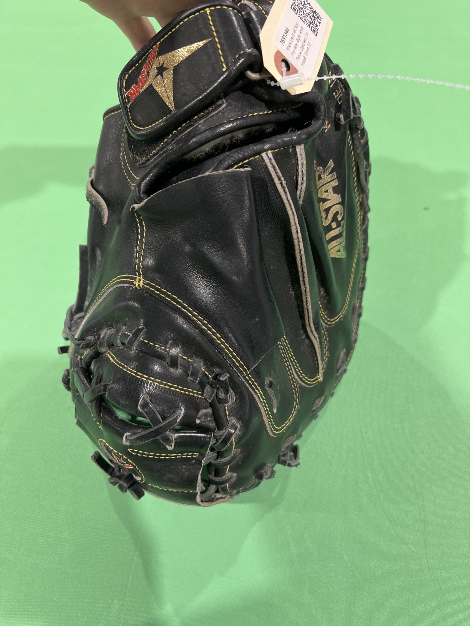 Black Used All Star Pro elite Right Hand Throw Catcher's Baseball Glove ...