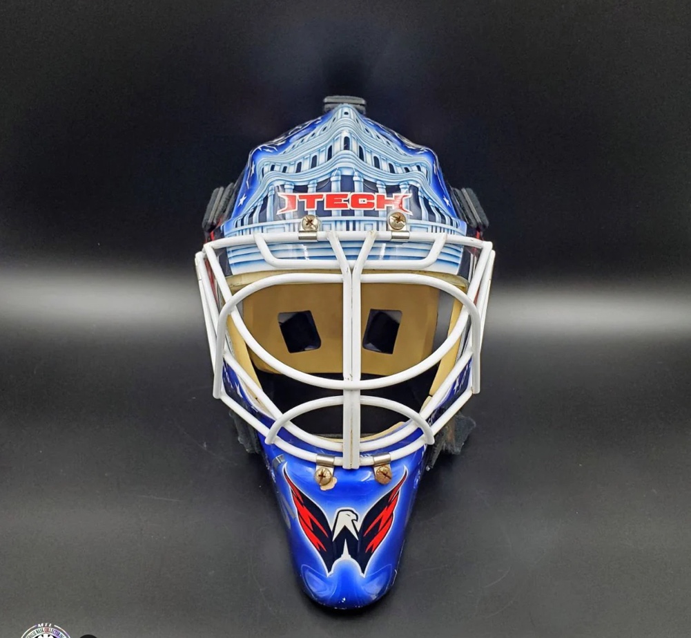 BRENT JOHNSON PRACTICE / GAME WORN GOALIE MASK 2008-09 WASHINGTON ...