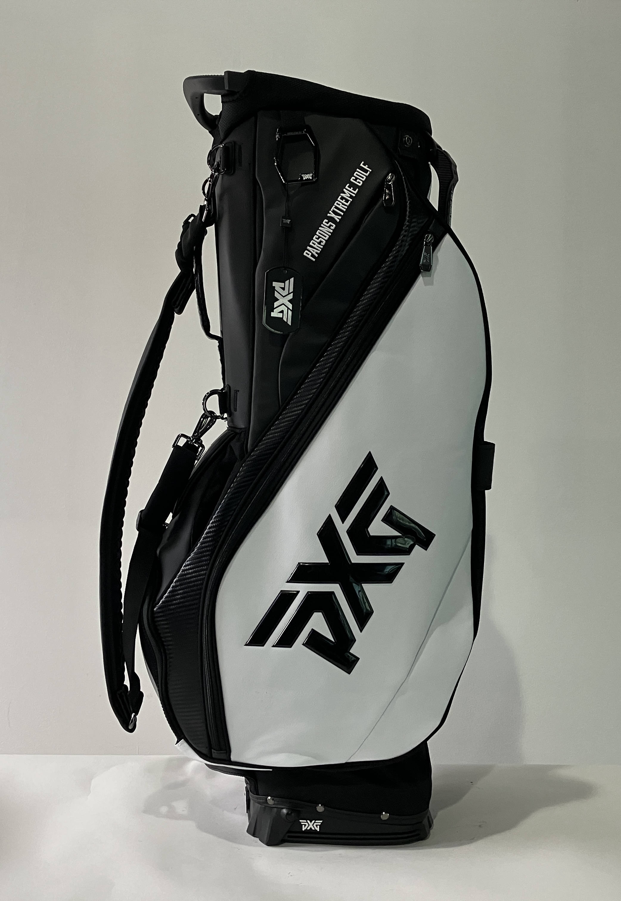 PXG Hybrid Stand Bag Black White 6-Way Divide Single Strap Golf Bag NEW ...