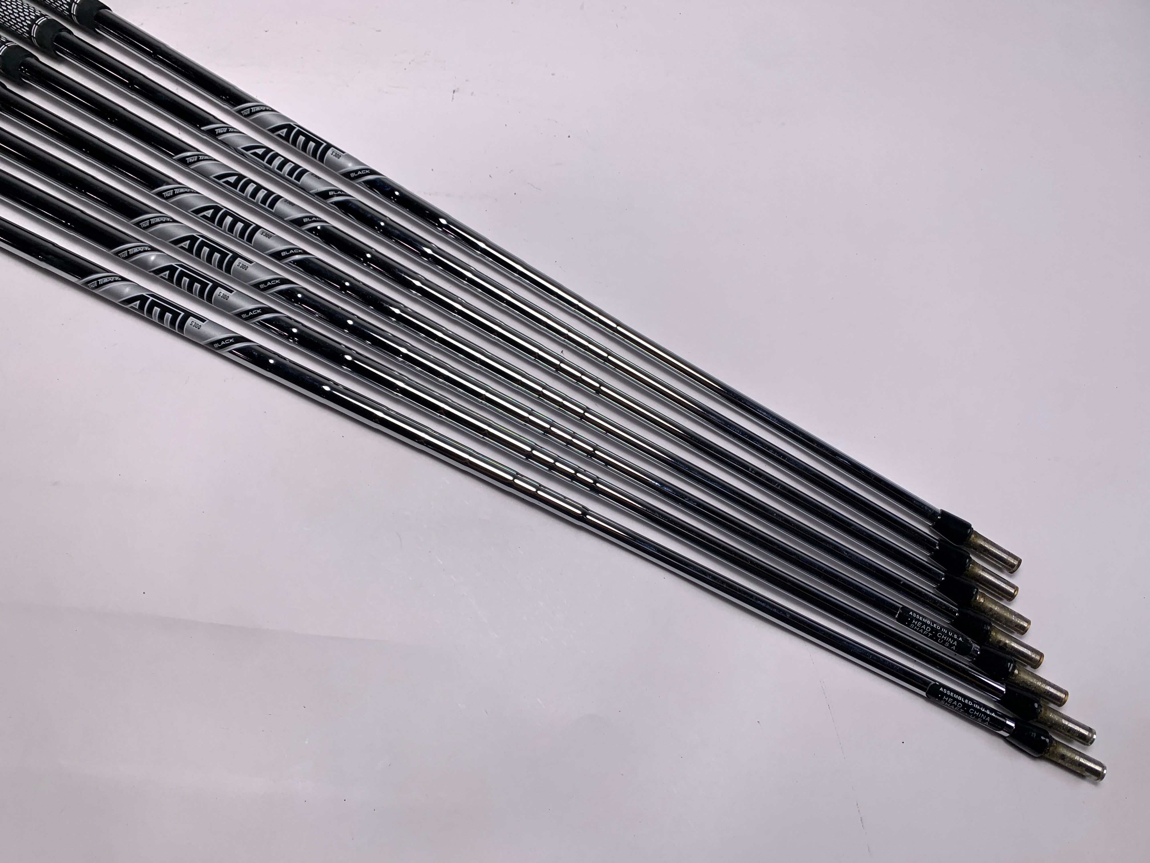 True Temper AMT S300 Black Stiff Iron Set 7 Shafts 34.25''-37.50 ...