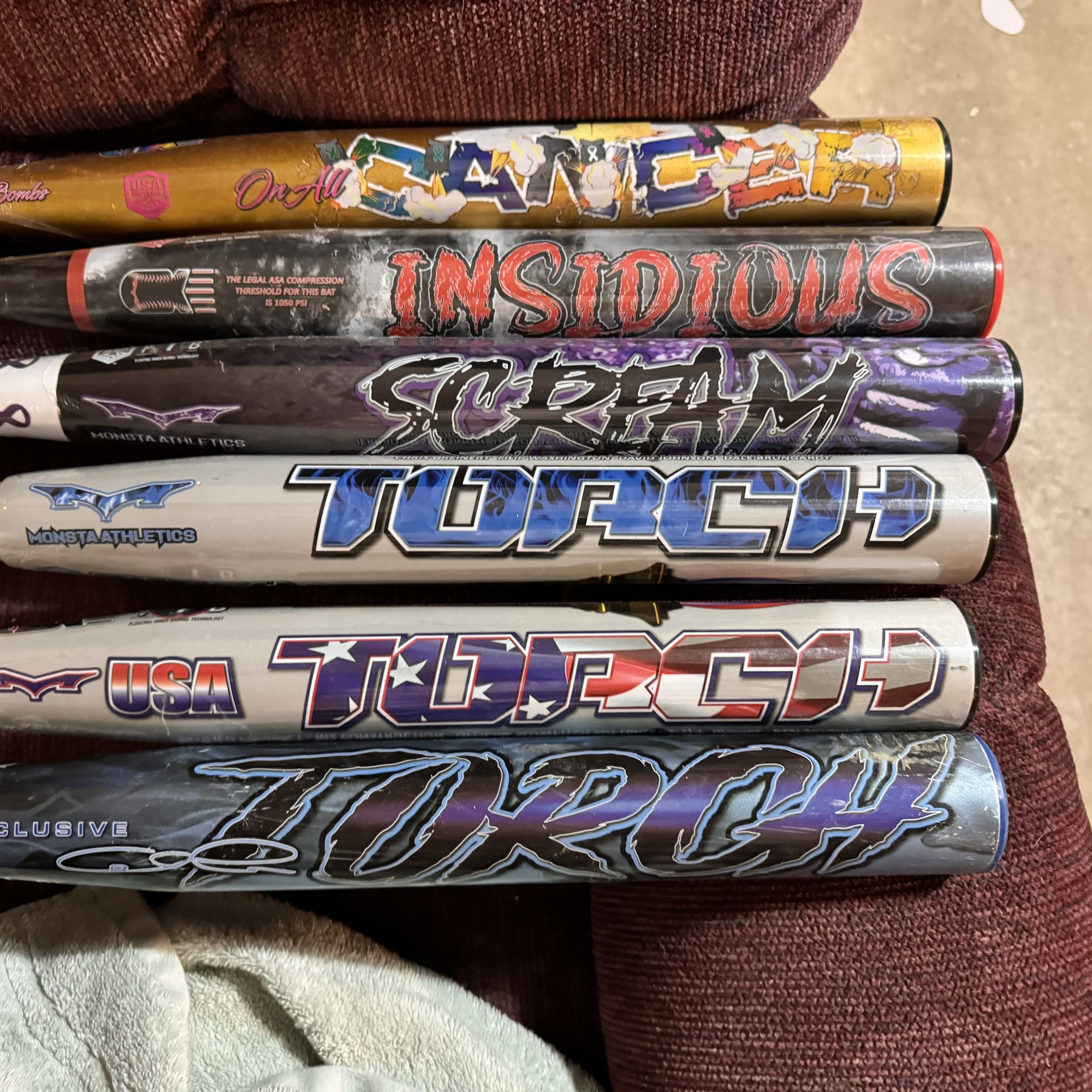 Various Slow Pitch Softball Bats. Can Send More Pics Upon Request ...