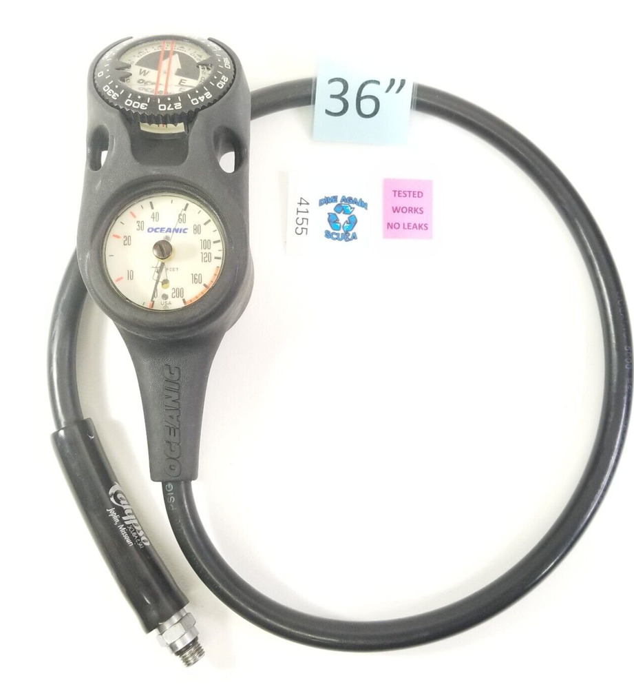 Oceanic Scuba Dive Navigator 3 Gauge Complete Console SPG Depth Compass ...