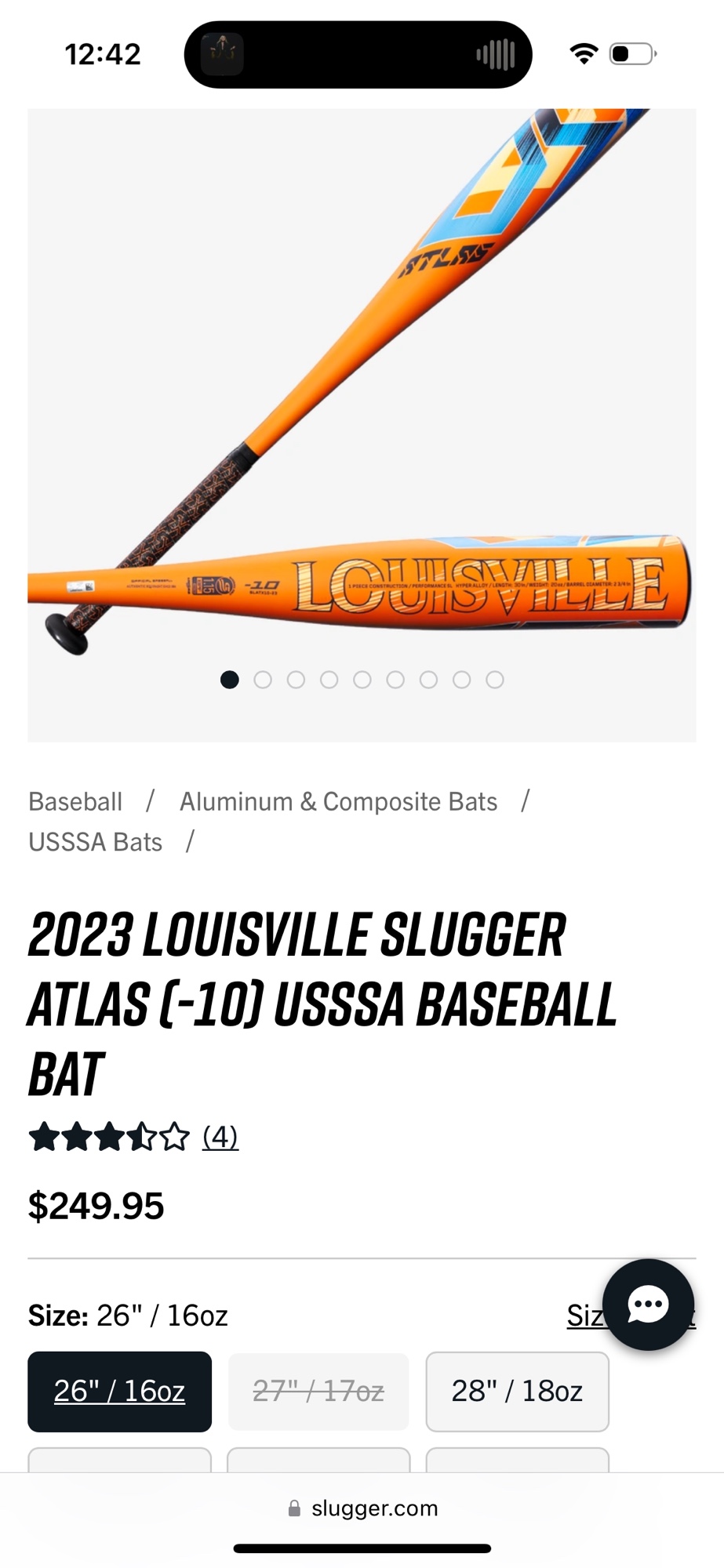 2023 Alloy (-10) 16 oz 26" Atlas Bat | SidelineSwap