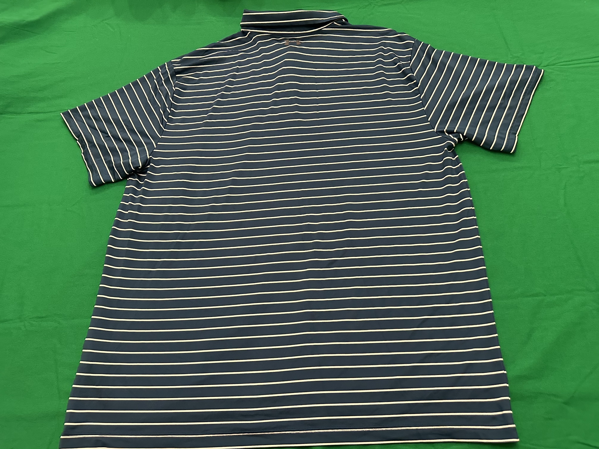 Under Armour Mens Blue Wwhite Stripes Polo Sidelineswap