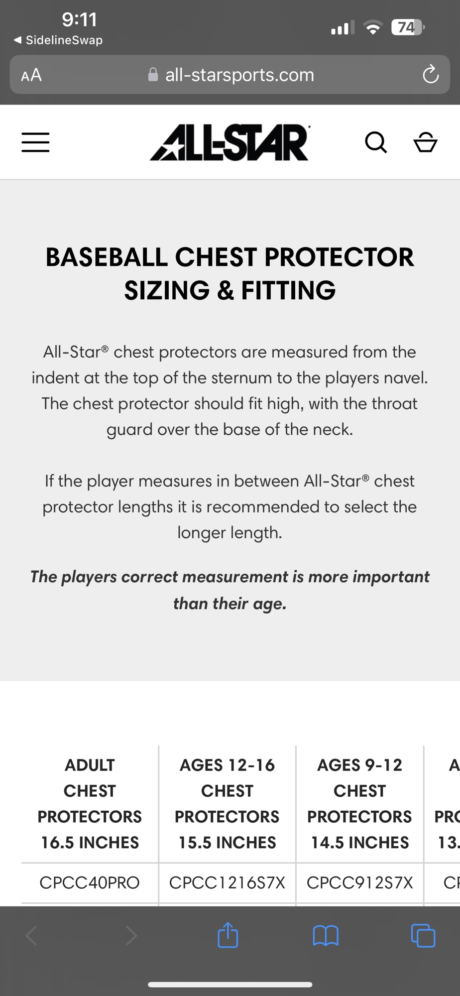 All Star Axis 7 Chest protector | SidelineSwap