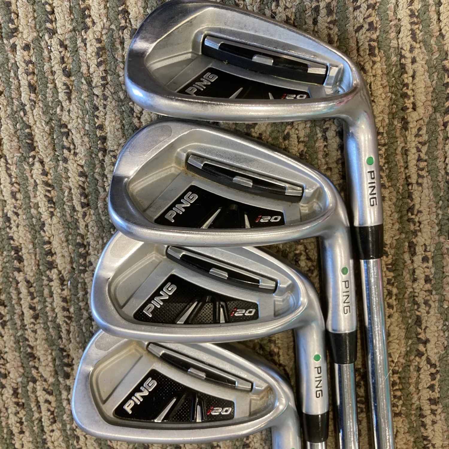 Used Men's Ping I20 Right Handed Iron Set Stiff Flex Steel Shaft (4-9, W,U) *Green Dot ...