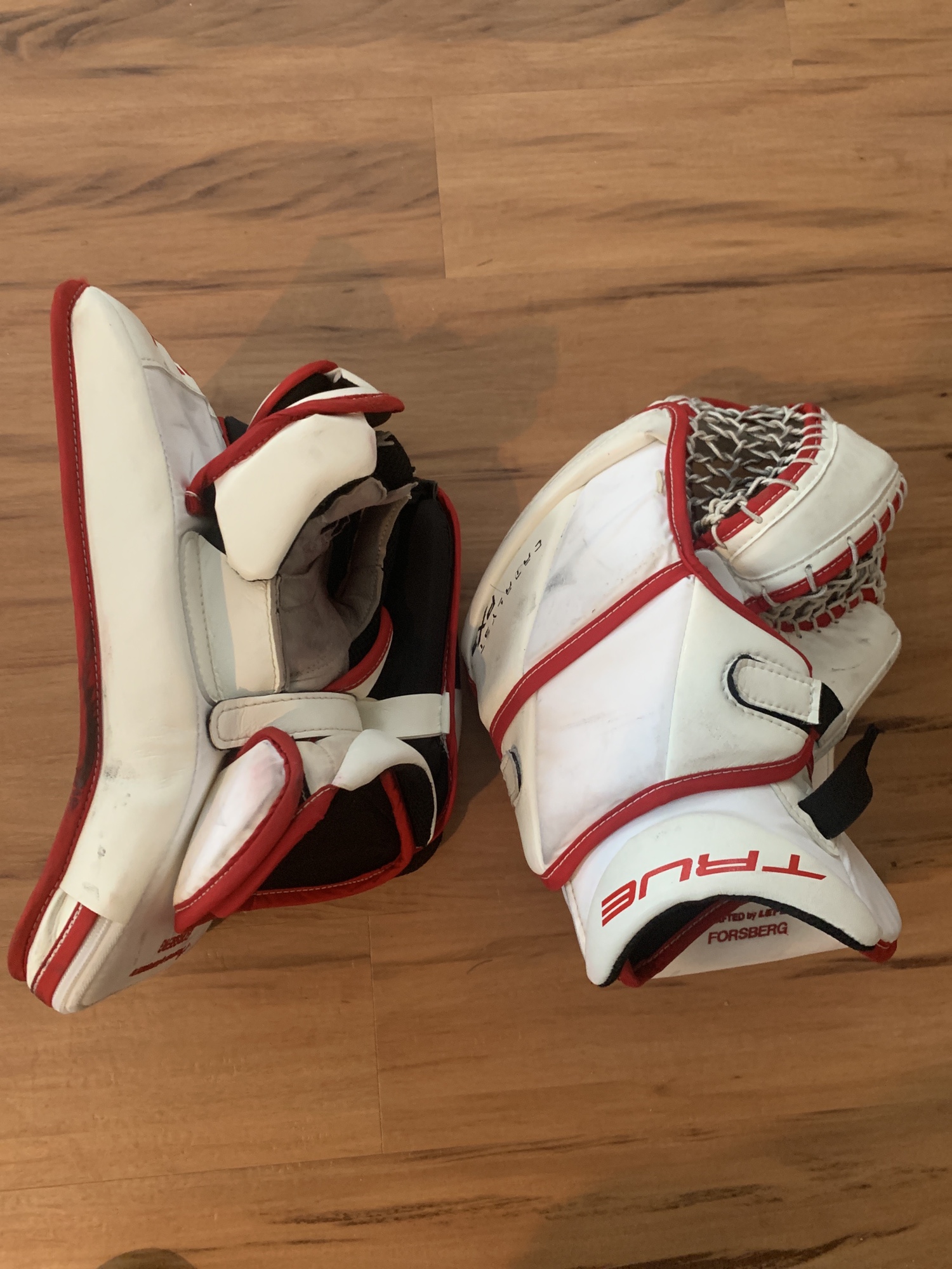 True Catalyst Px3 goalie glove and blocker Forsberg Pro-Stock ...