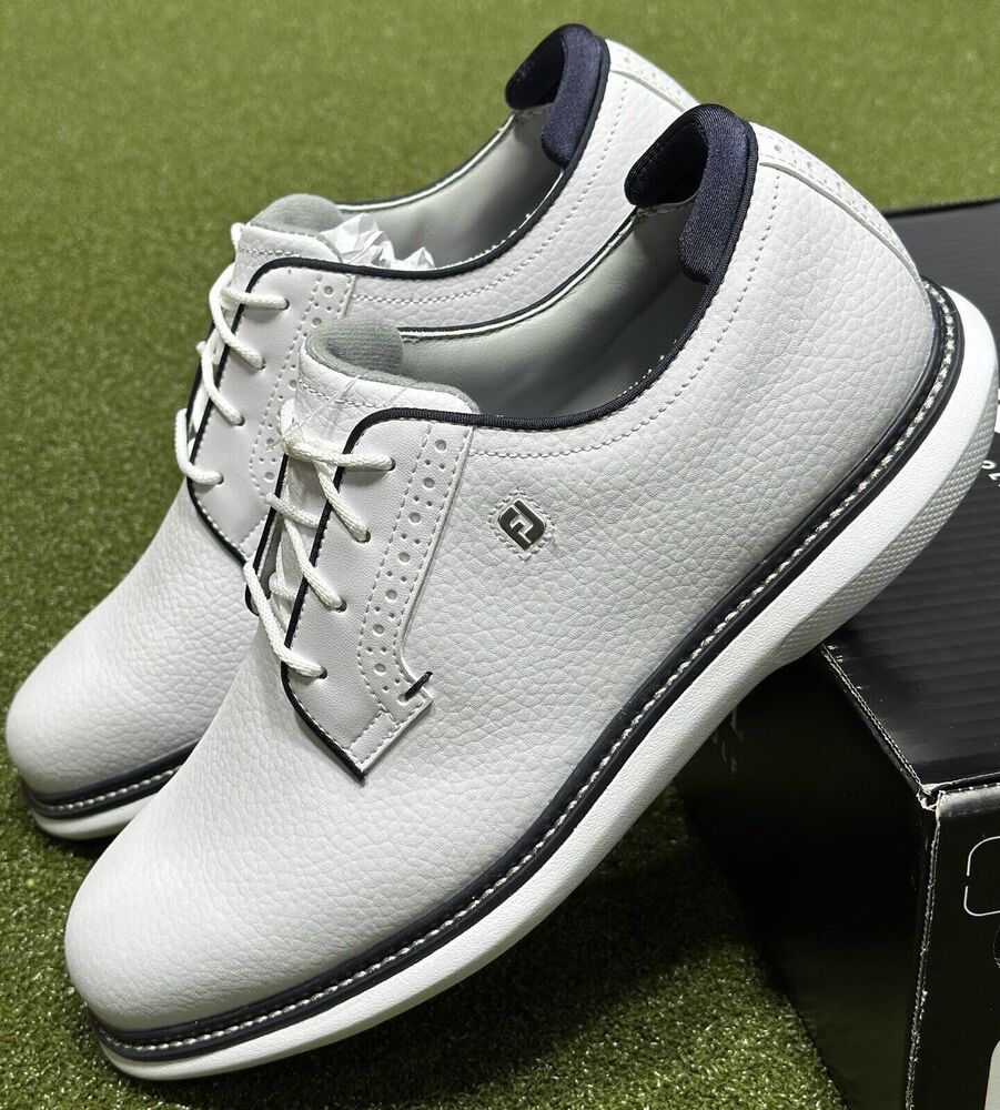NEW FootJoy 2024 Traditions Leather Golf Shoes 57938 White/Navy ...