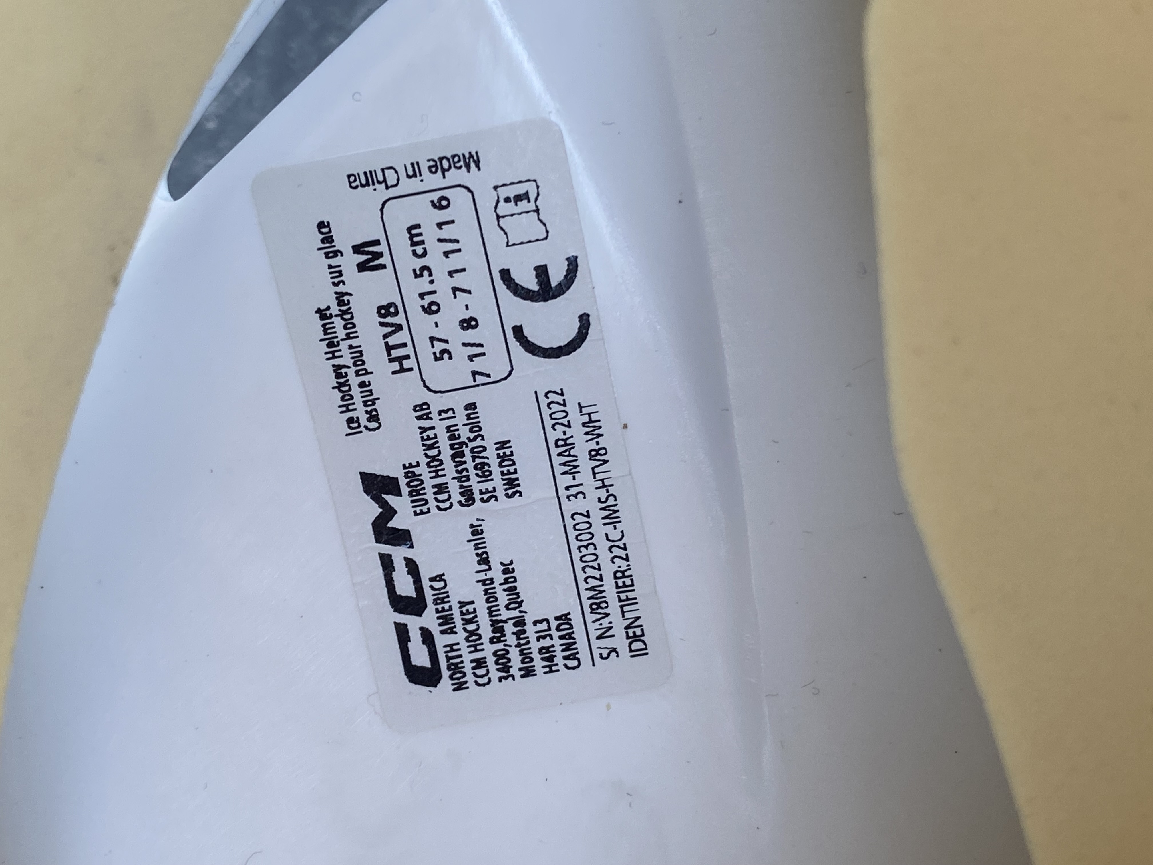 CCM Vector V08 Pro Stock Hockey Helmet Bauer Visor Combo Medium White ...