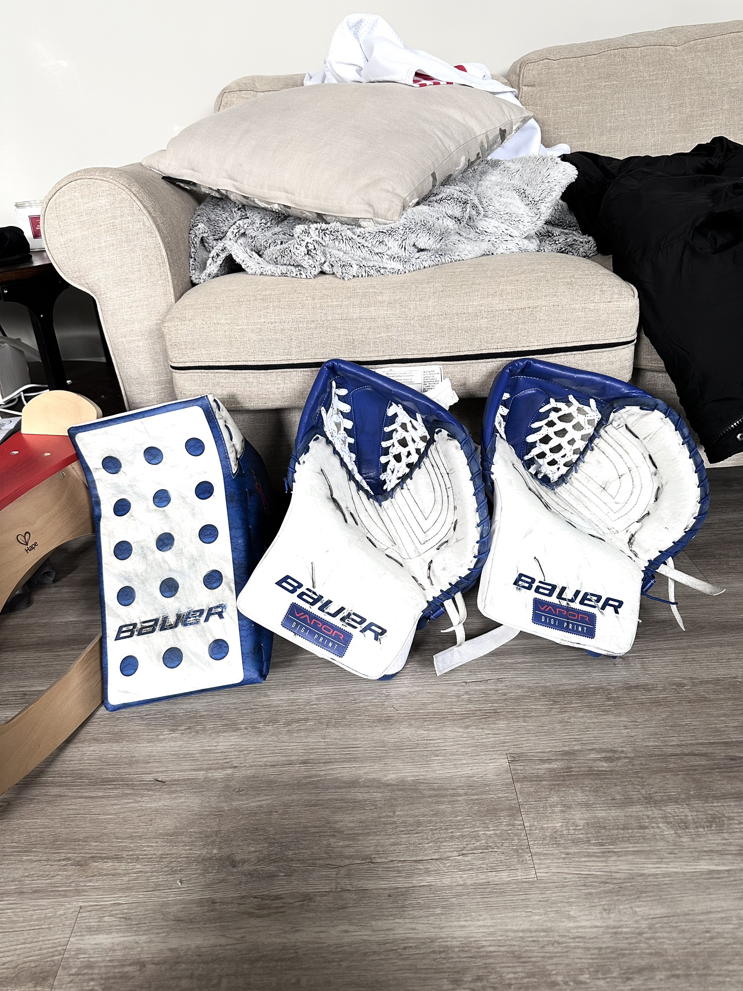 (2 Gloves) Bauer Vintage Digit Print Pro Stock 2X Pro Glove And Blocker ...