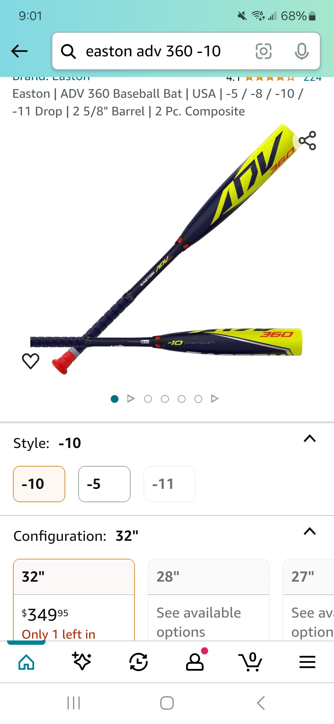 New 2023 Easton ADV 360 USABat Certified Bat (-10) 21 oz 31" | SidelineSwap