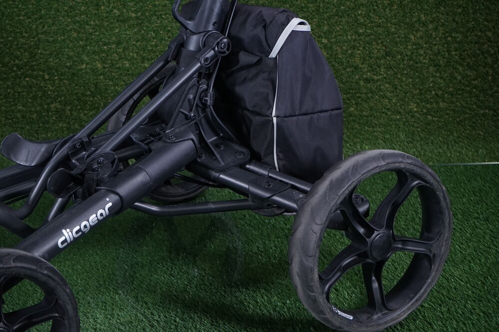 CLICGEAR MODEL 8 PUSH PULL 4 WHEEL GOLF CART W/ COOLER BAG PUSHER ...