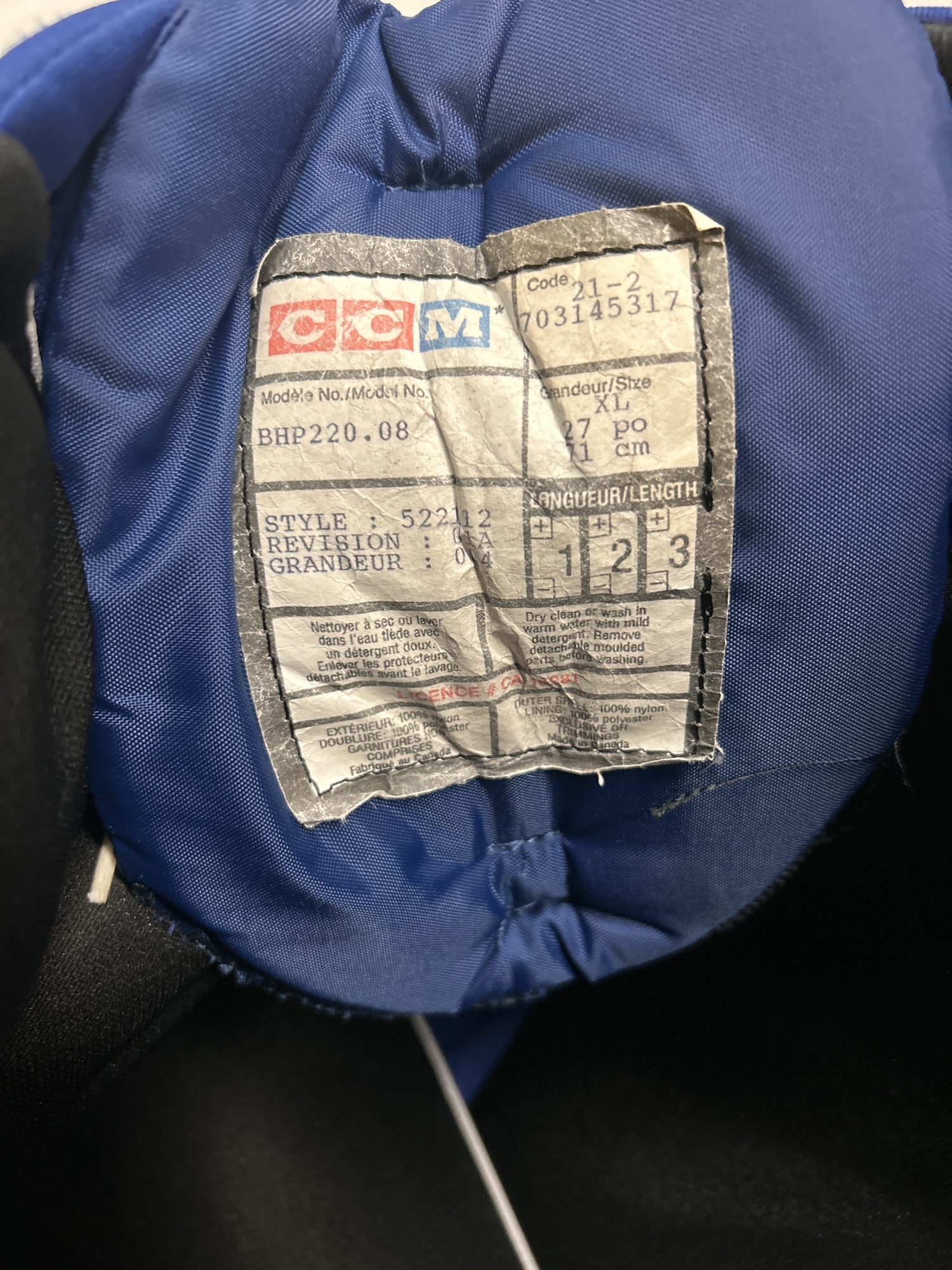 Used CCM Supra 220 Jr. XL Hockey Pants. Royal. | SidelineSwap