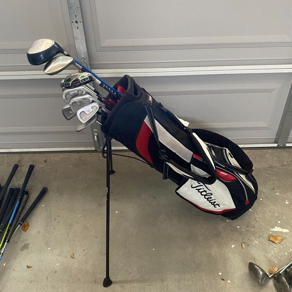 Mizuno Mens Right Handed Golf Club Complete Set With Titleist Stand Bag ...