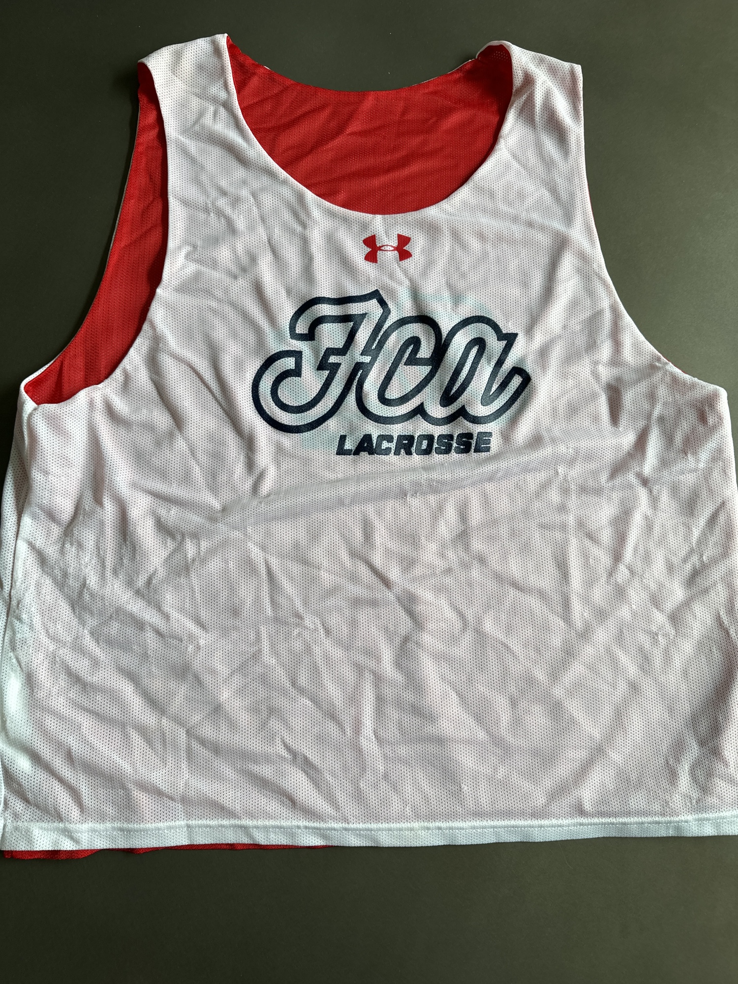 FCA Lacrosse Reversible pinnie - Red and White sides - no number ...