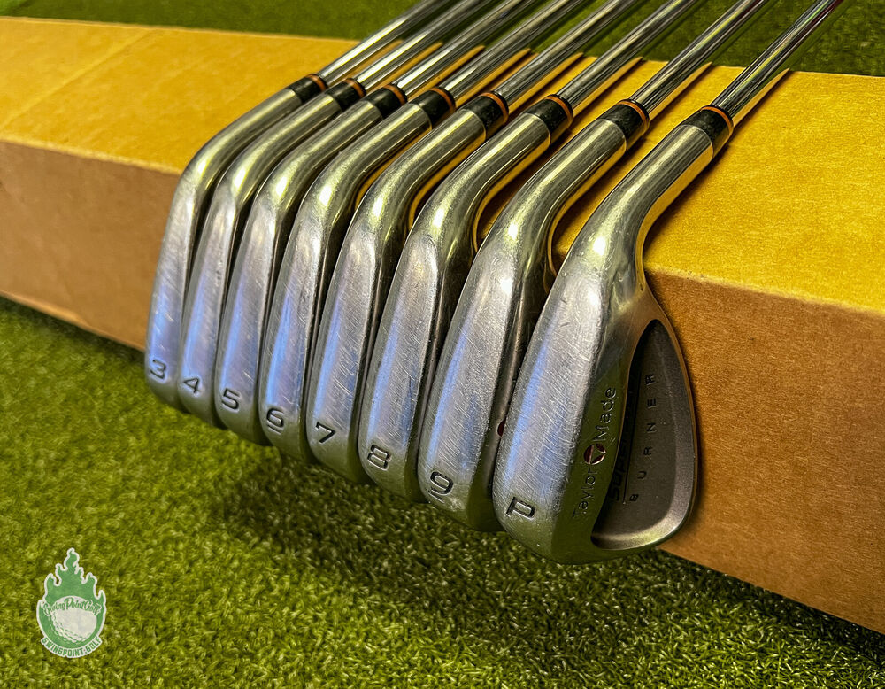 Used RH TaylorMade SuperSteel Burner Irons 3-PW 90g Stiff Flex Steel ...