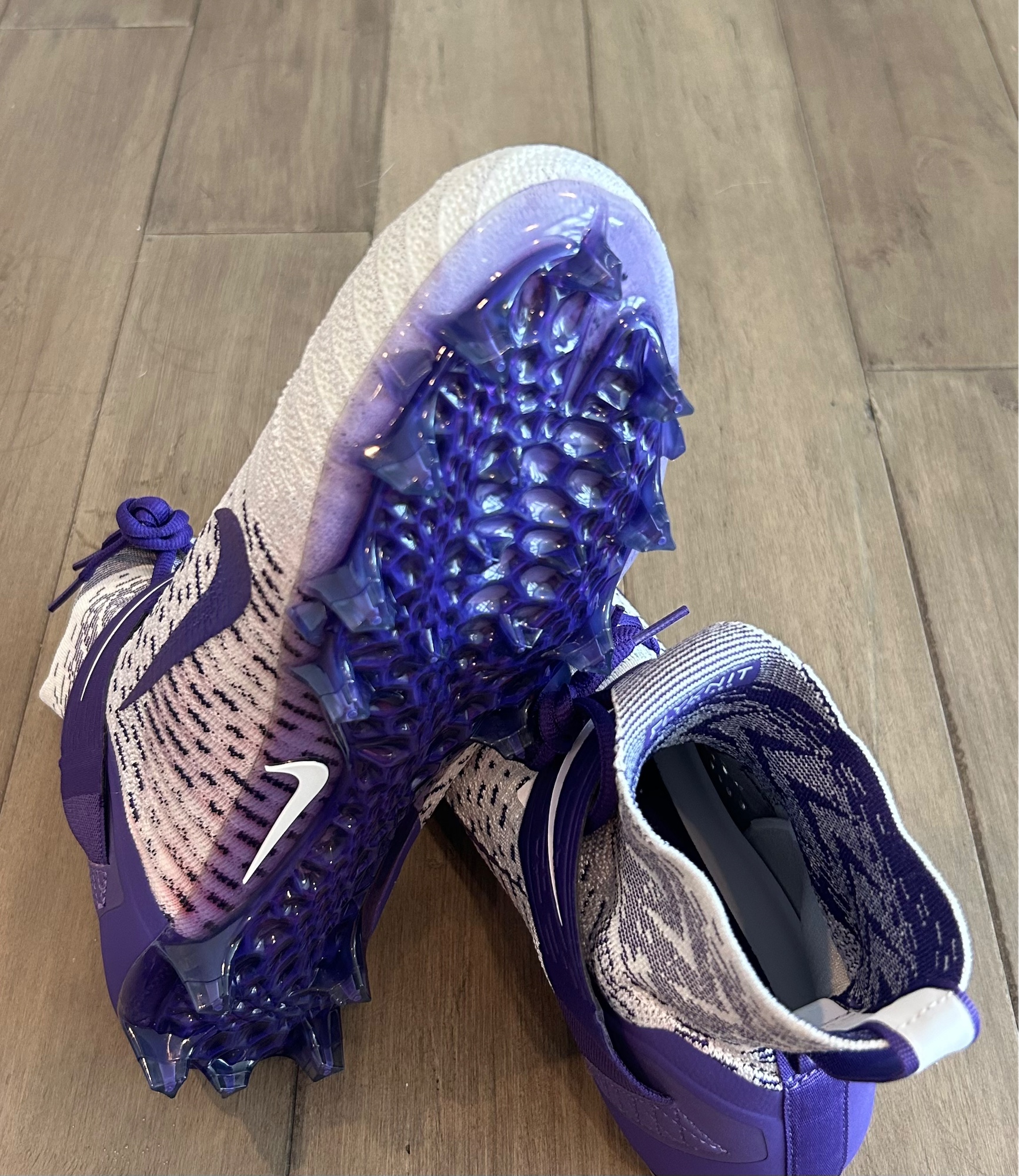 Size 12.5 Nike Alpha Menace Elite 2 Football Cleats Purple White LSU ...