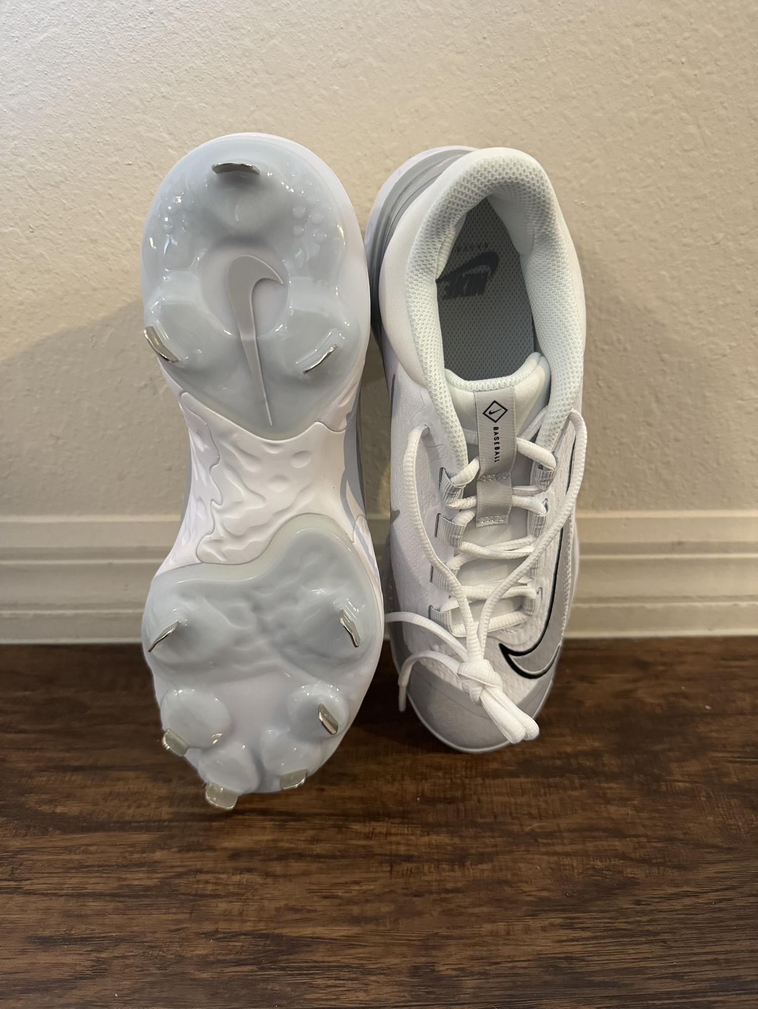 Nike Alpha Huarache Elite 4 Low White Metal Baseball Cleats Size 10 ...