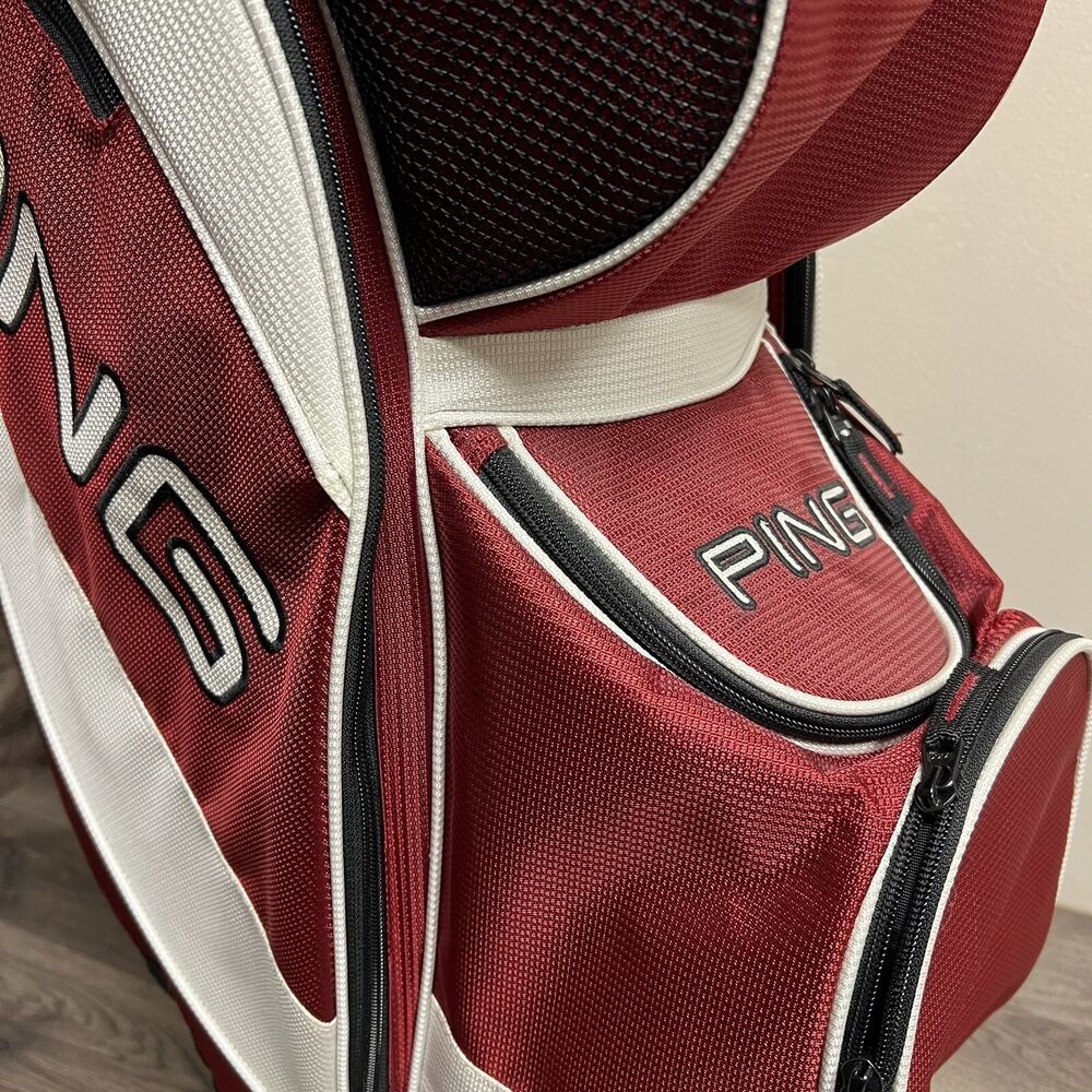 PING Traverse 14 Way Divider Cart Golf Bag Single Strap Red/White/Black | SidelineSwap