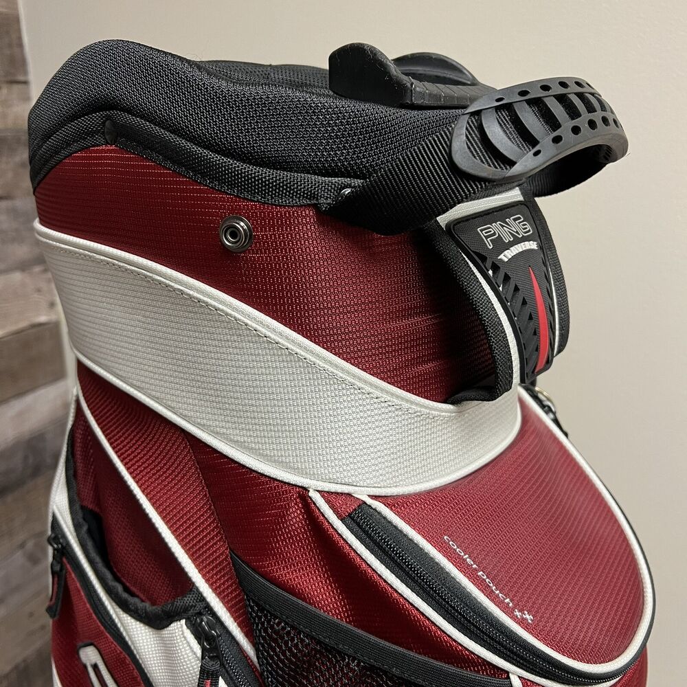 PING Traverse 14 Way Divider Cart Golf Bag Single Strap Red/White/Black ...