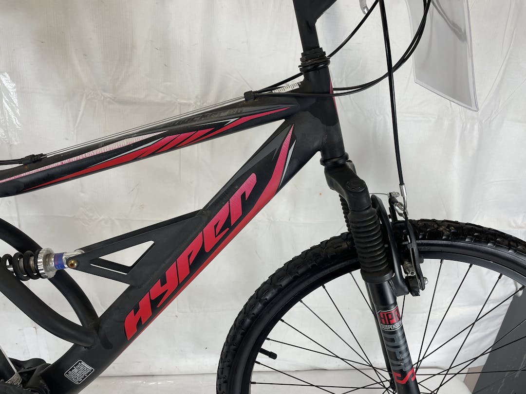 Used Hyper Shocker 26 17" Frame 18-speed Mens Bicycle Full Suspension Mountain Bike | SidelineSwap