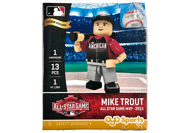 MIKE TROUT OYO FIGURE LEGO MINIFIGURE LOT OF Four (4) ANAHEIM LA ANGELS ...