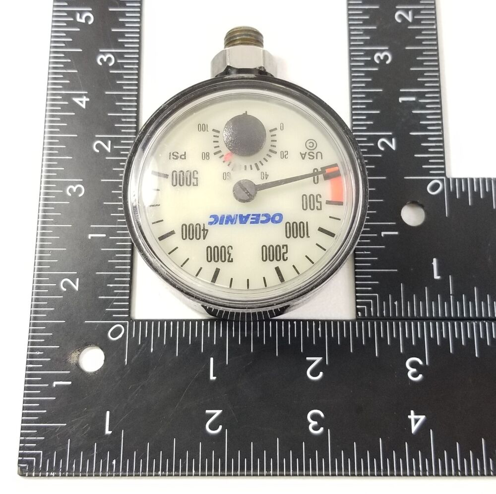 Oceanic 5000 PSI SPG Submersible Pressure Gauge + Thermometer 5,000 ...