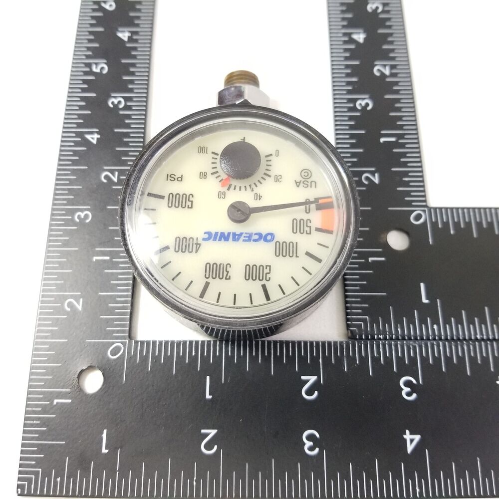 Oceanic 5000 PSI SPG Submersible Pressure Gauge + Thermometer 5,000 ...