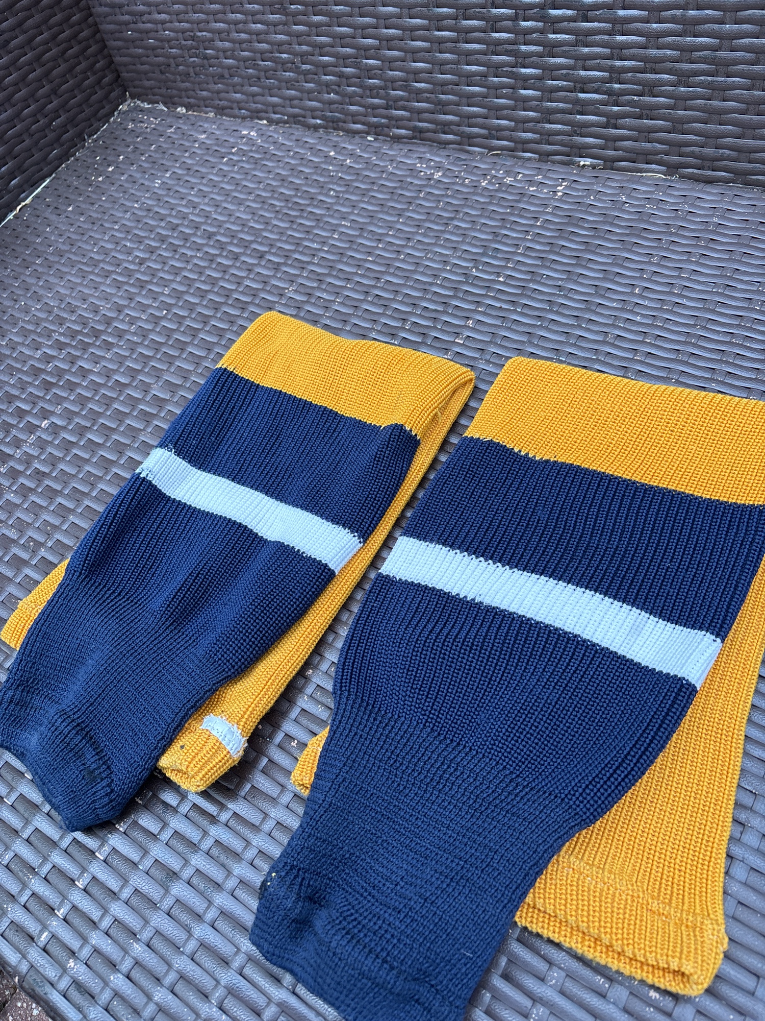 Yellow and Blue Senior Pro Stock Socks | SidelineSwap