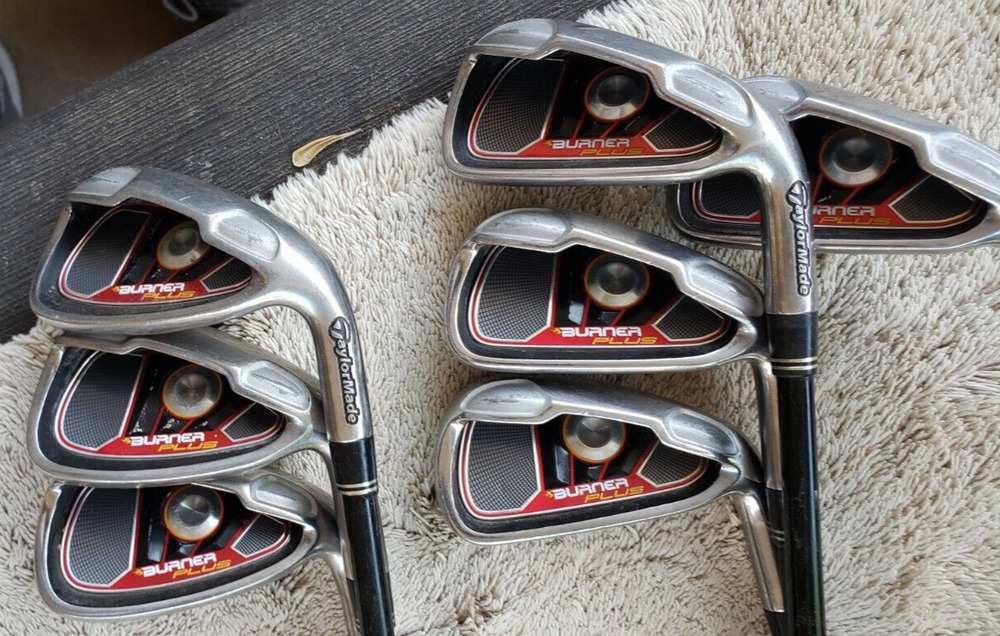 7 TAYLORMADE BURNER PLUS CAVITY BACK GOLF IRONS 4-PW V CLEAN IRONS W ...