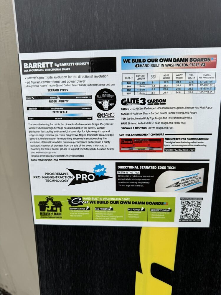 Gnu Barrett Christy snowboard 152cm 2024 New | SidelineSwap