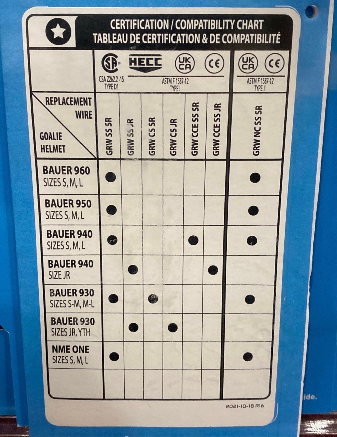 Bauer GRW SS SR Replacement Cage | SidelineSwap