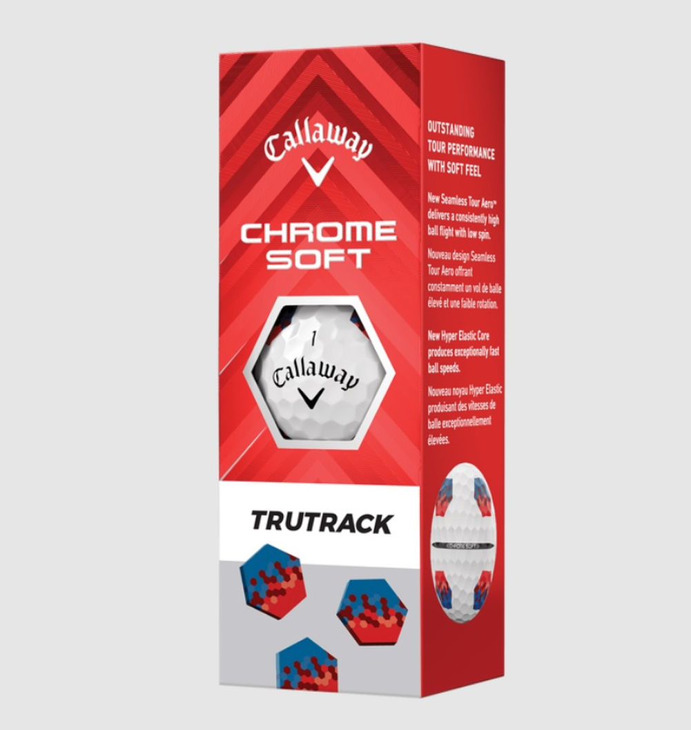 Callaway Chrome Soft Tru Track Golf Balls (White/Blue/Red, 3pk) 1 Sleeve 2024 | SidelineSwap