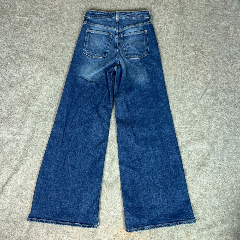 Old Navy Women Jeans 0 Blue Wide Leg Denim Pant High Rise Cotton Y2K Medium Wash | SidelineSwap
