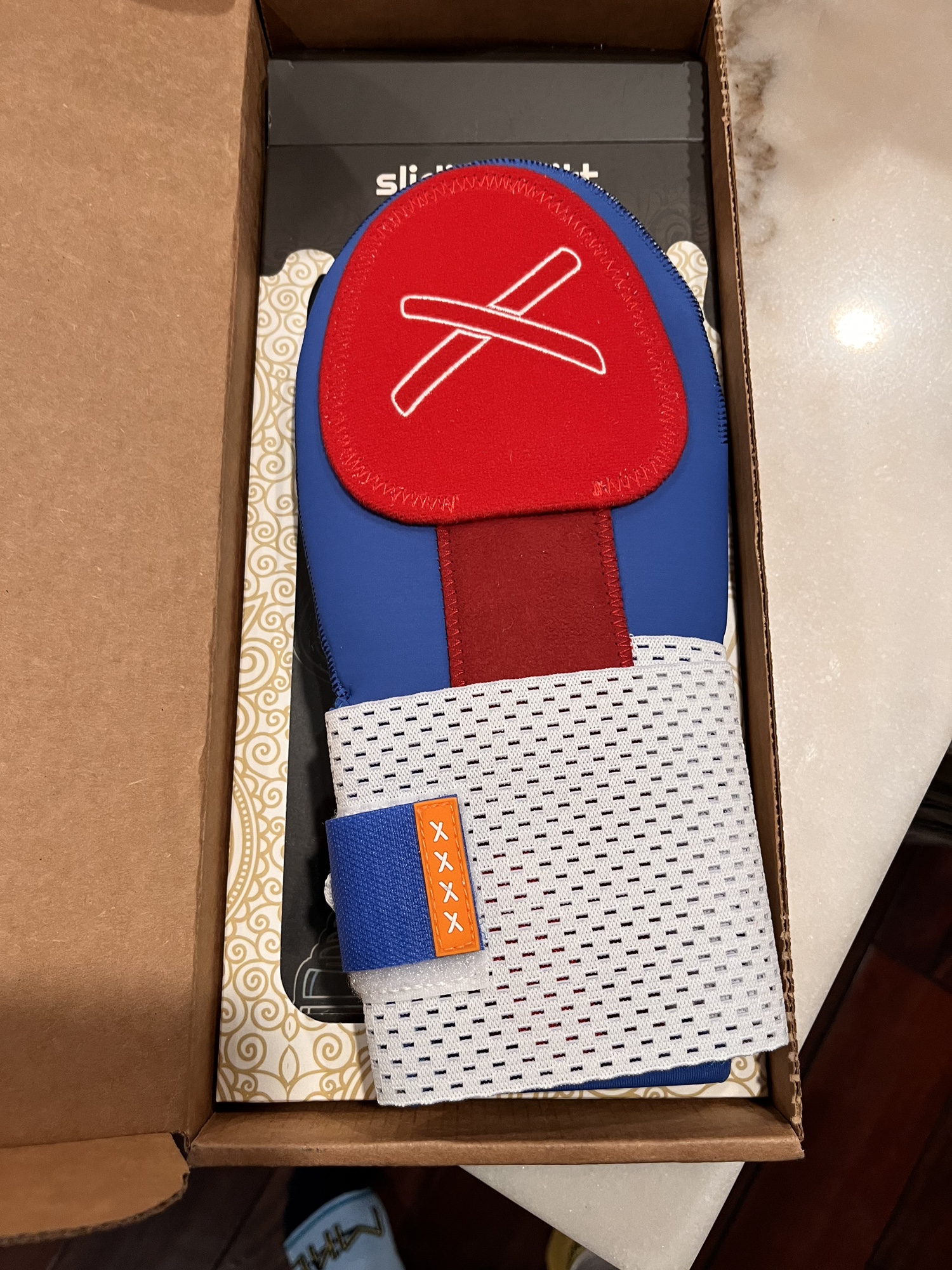 Red white and blue absolutely ridiculous sliding mitt | SidelineSwap