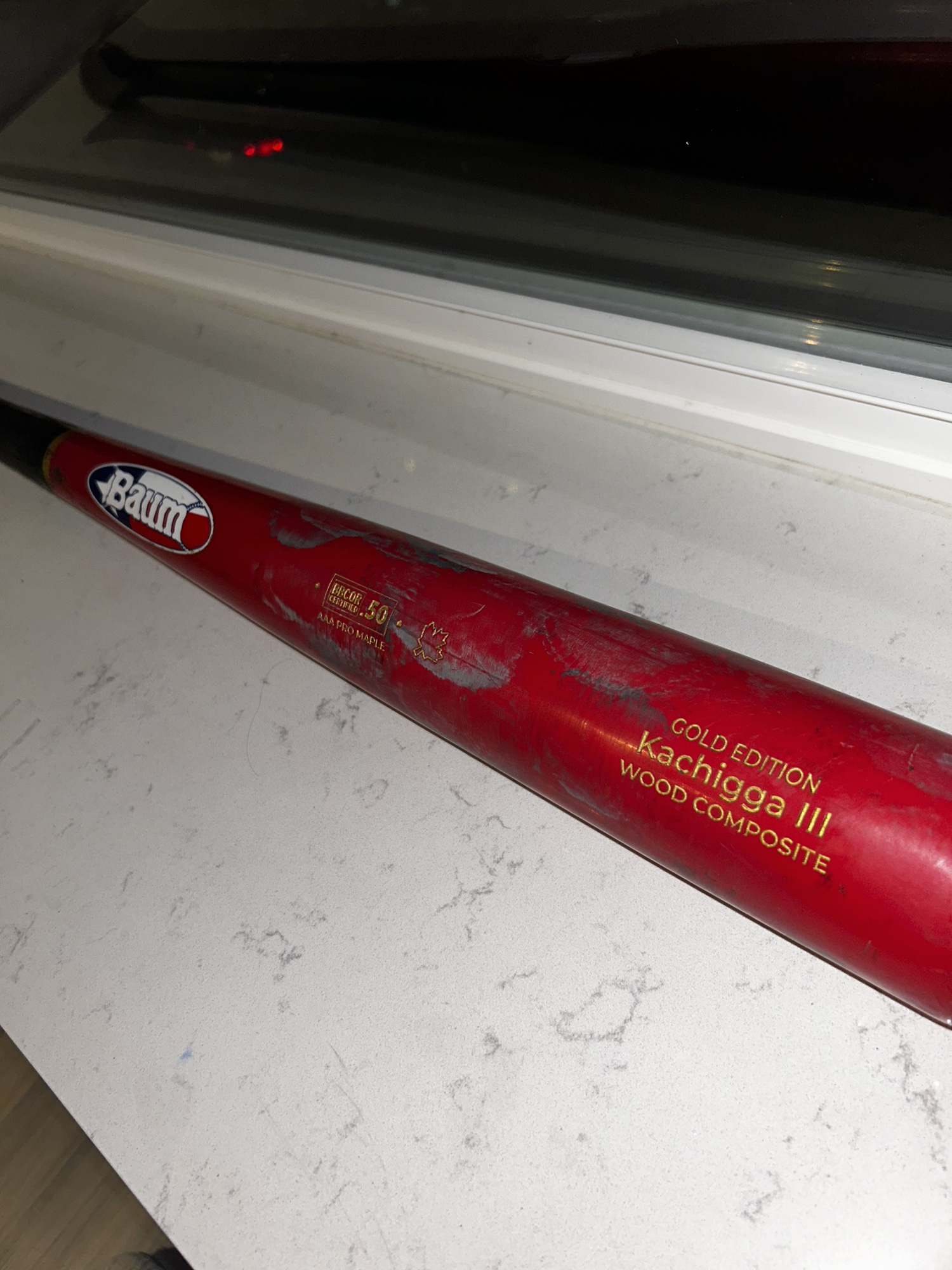 Custom Baum Bat Gold Stock Wood Composite BBCOR 33.5 -3 | SidelineSwap