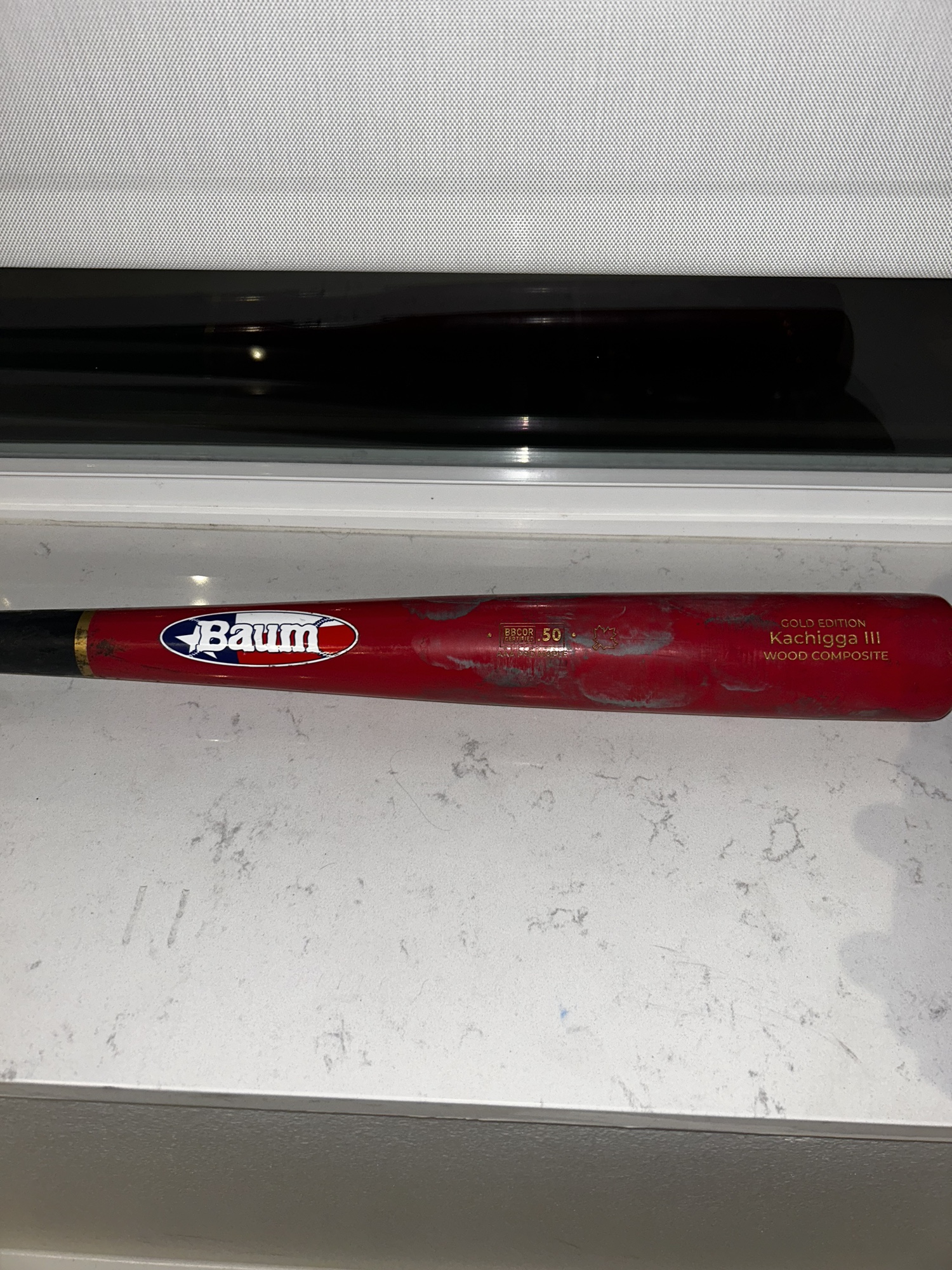 Custom Baum Bat Gold Stock Wood Composite BBCOR 33.5 -3 | SidelineSwap