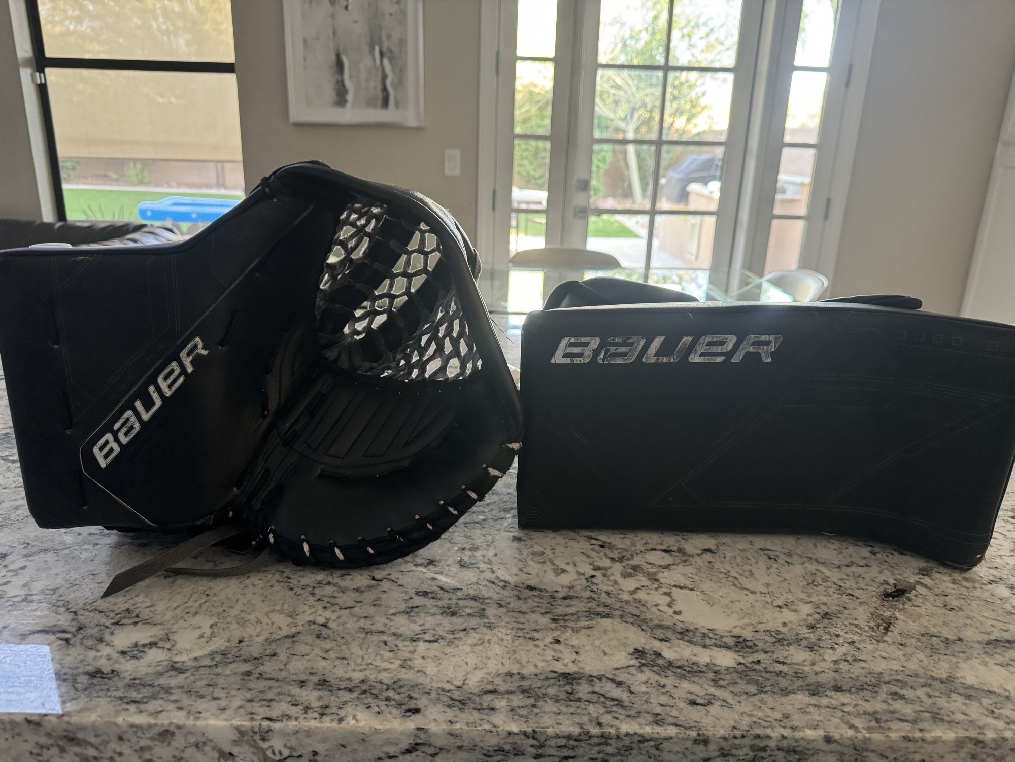 Used Bauer MACH Goalie Leg Pads With Blocker And Glove Full Set ...