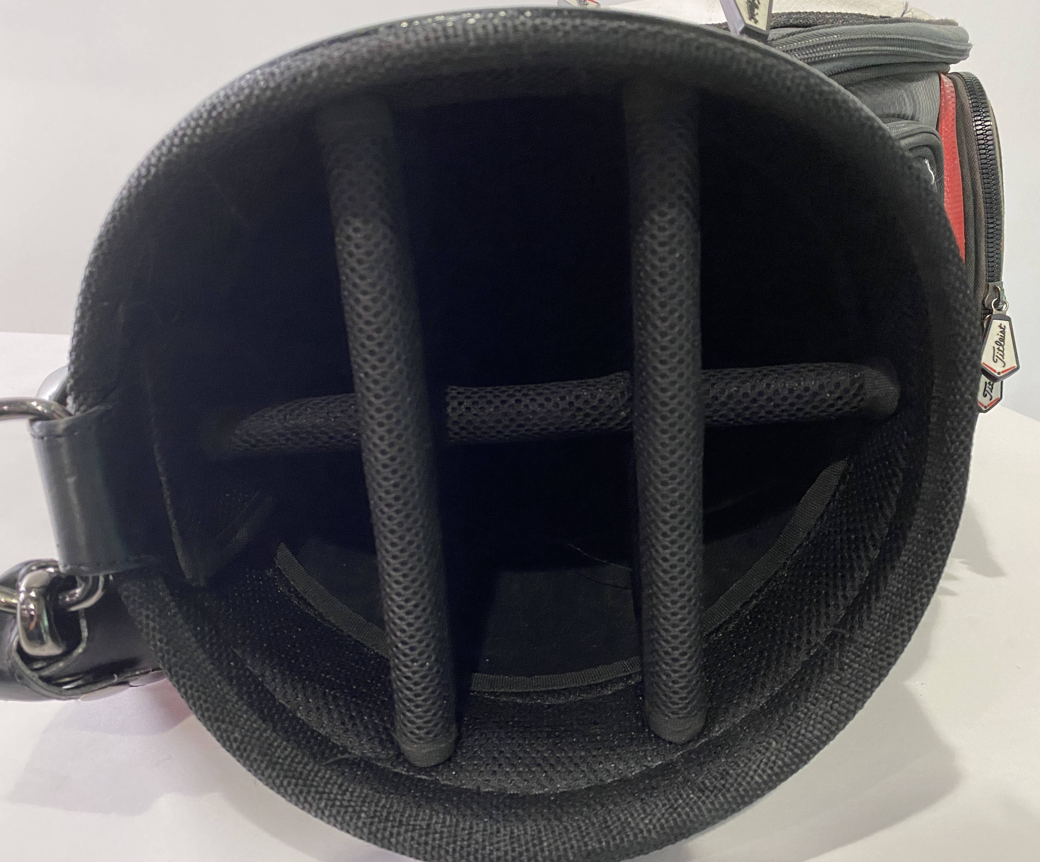 Titleist Staff Bag Black White Red 6-Way Divide Single Strap Golf Bag 8 ...