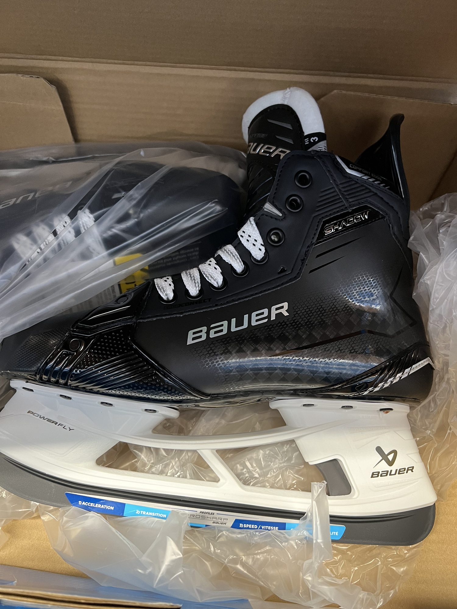 New Bauer 8.5 Fit 3 Shadow Hockey Skates | SidelineSwap