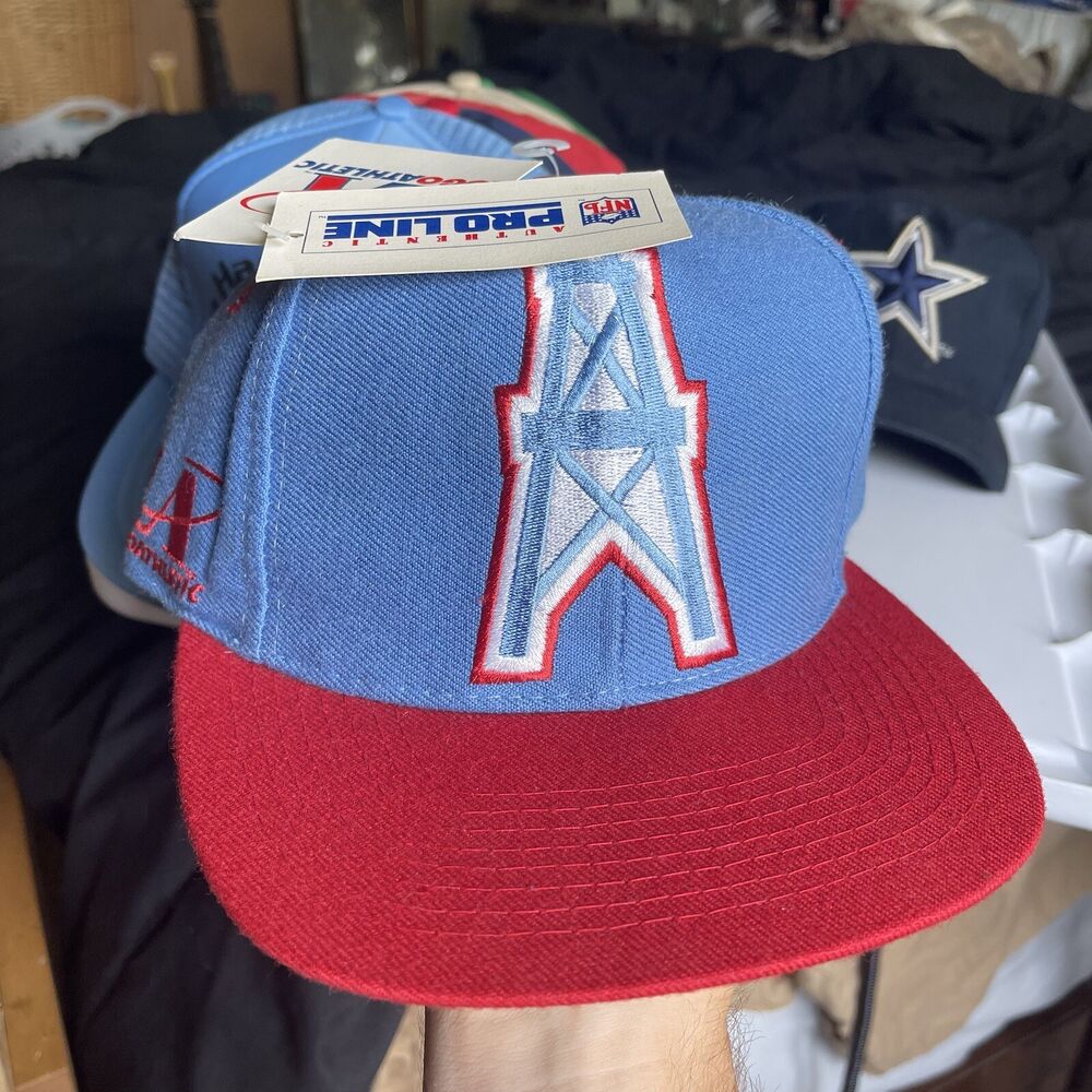 Vintage Houston Oilers Snapback Hat Logo Athletic Blockhead Big Logo ...