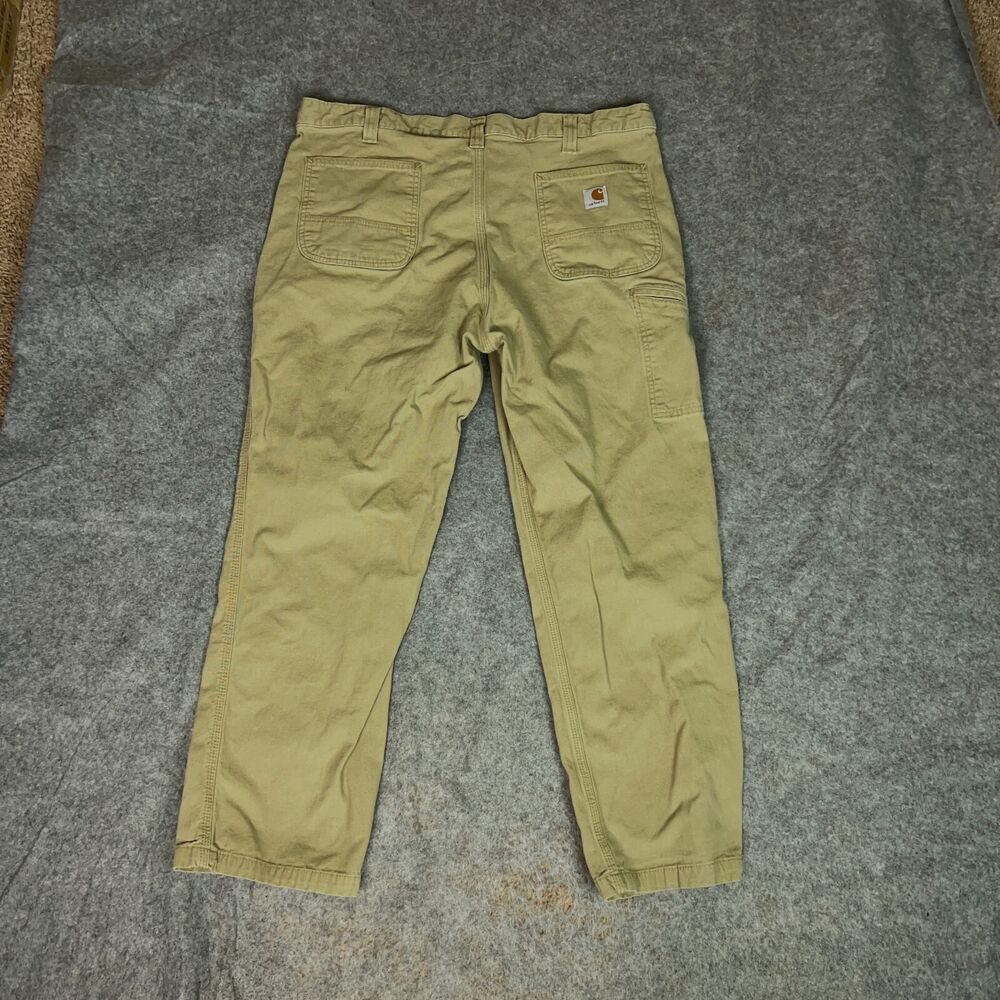 Carhartt Mens Pants 38x30 Beige Canvas Straight Workwear Relaxed Grunge ...