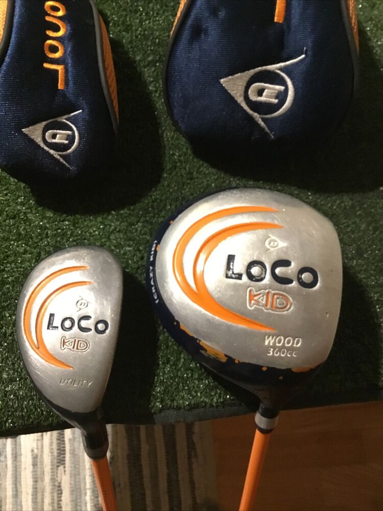 Dunlop Loco Crazy Kid Set (Wood/Driver, Hybrid, 7i, 9i, Putter) & Stand ...