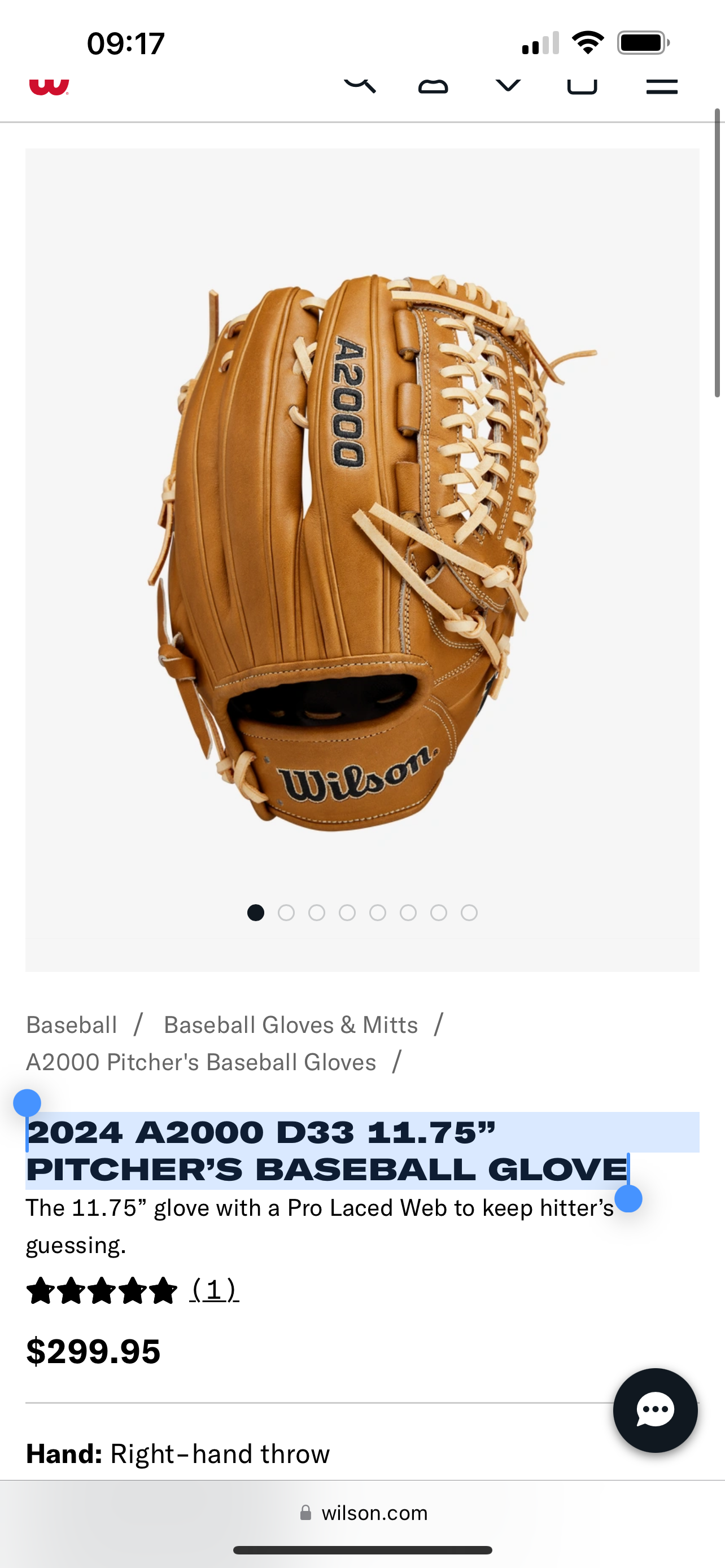 2024 A2000 D33 11.75” PITCHER’S BASEBALL GLOVE | SidelineSwap