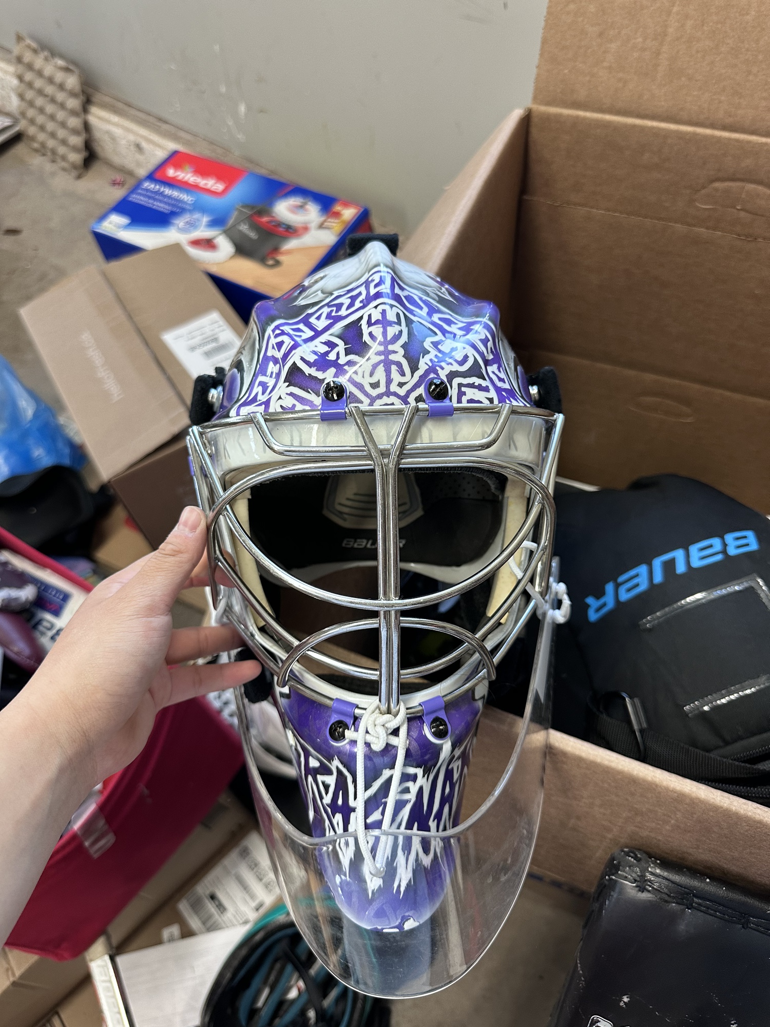 Bauer Custom Painted 960 Pro Stock goalie mask | SidelineSwap